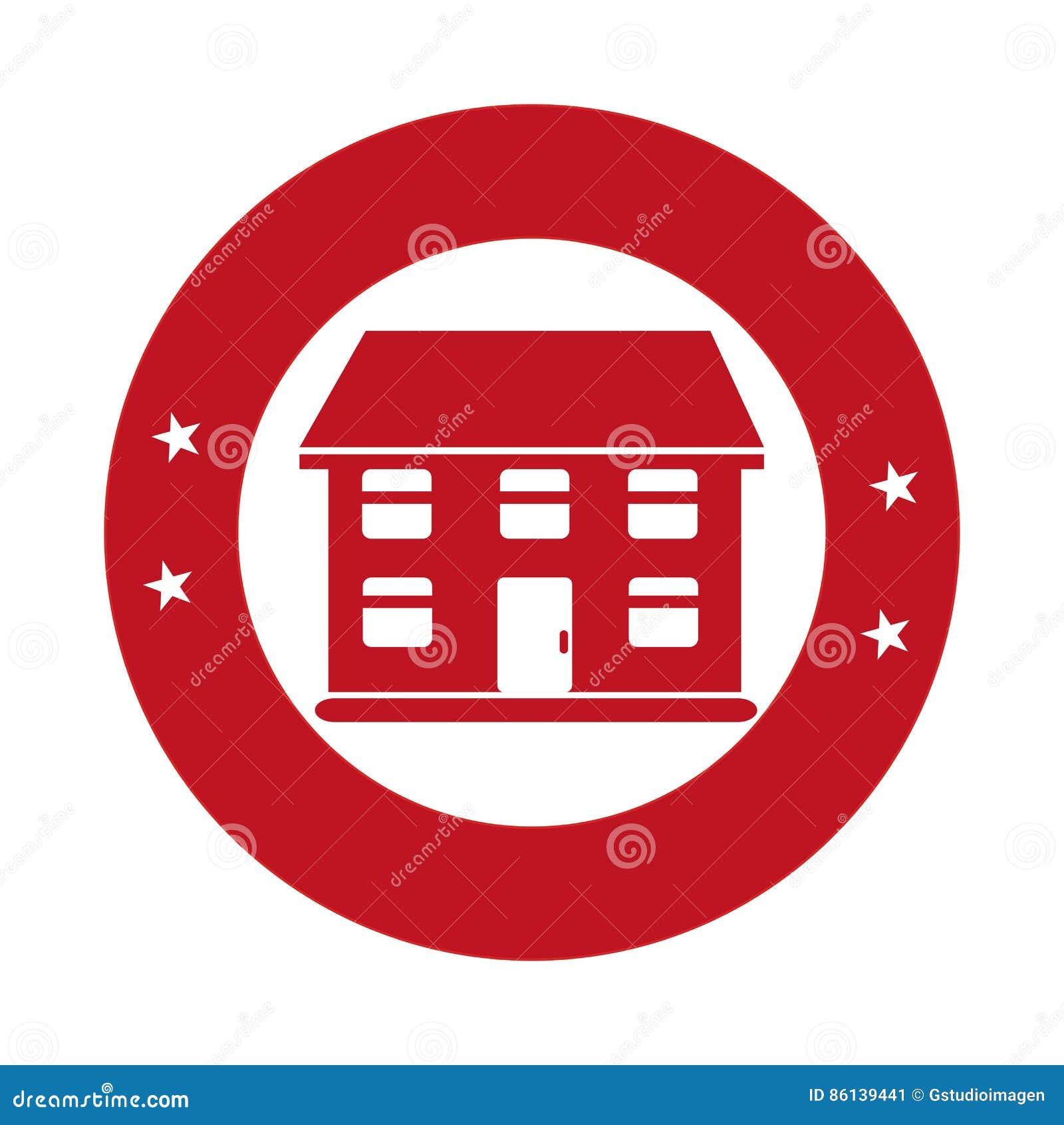 Monochrome Circular Emblem with House Stock Vector - Illustration of ...