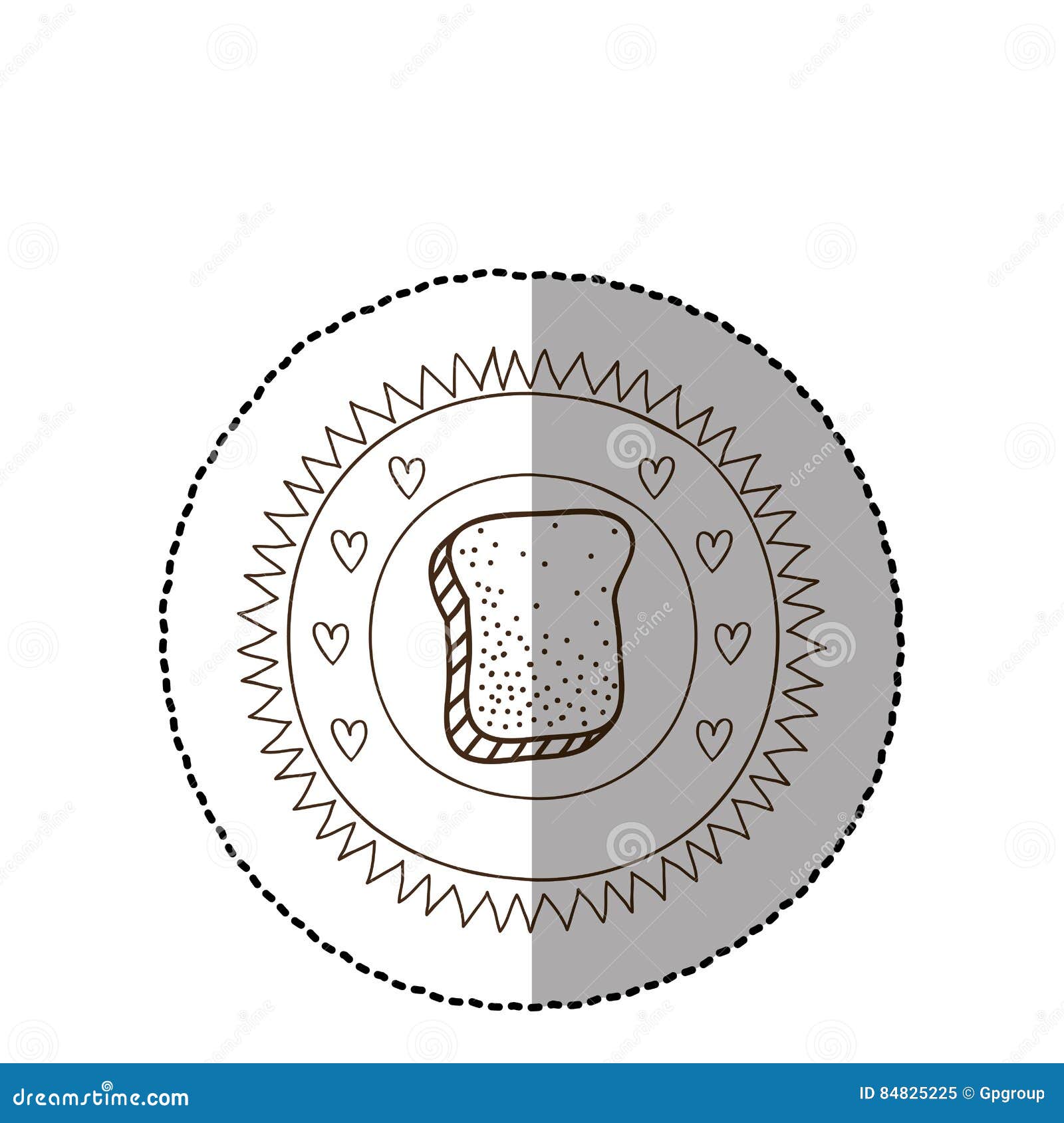 Monochrome Circular Frame with Middle Shadow Sticker with Slice of ...