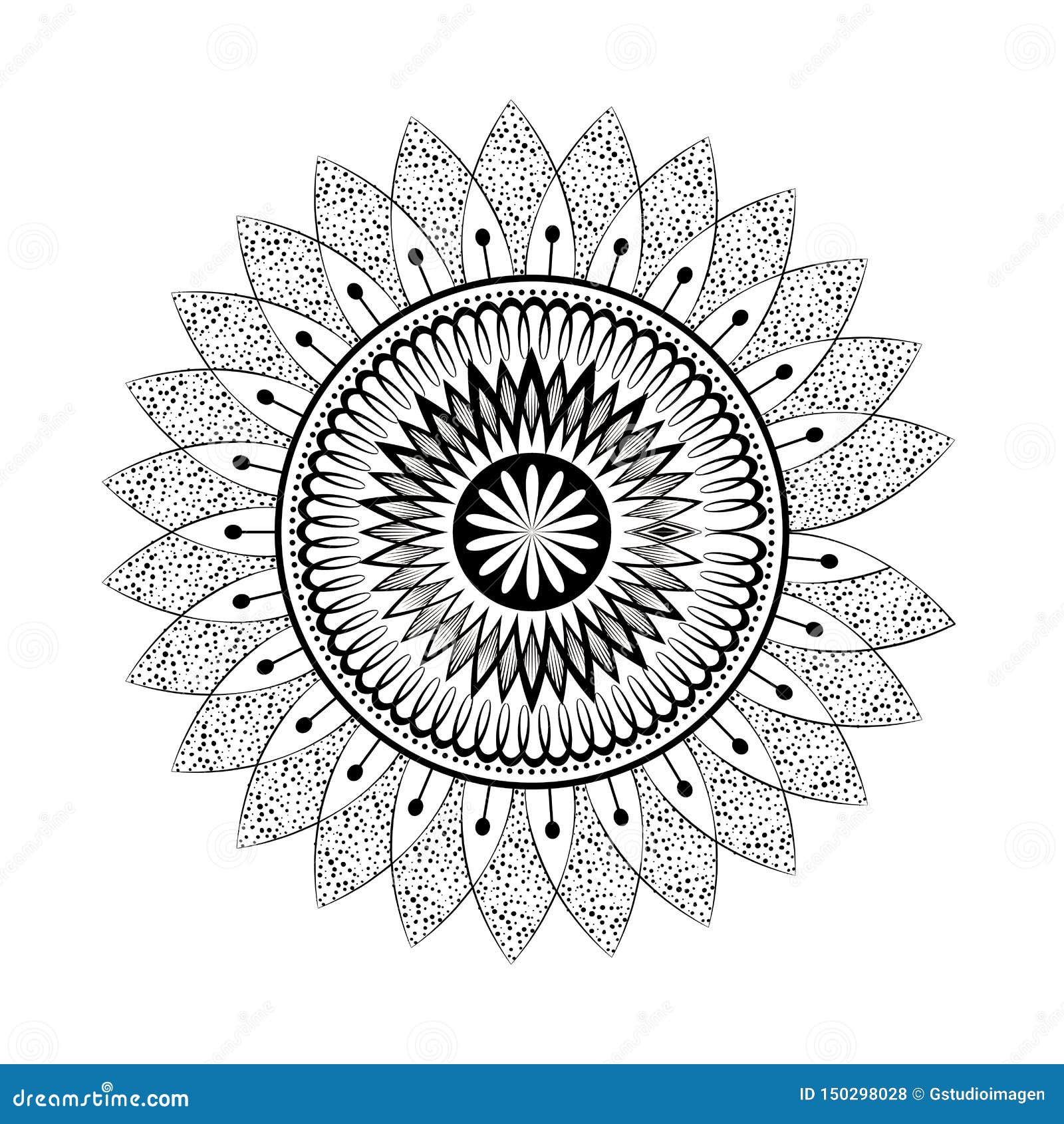 Monochrome and Circular Mandala Stock Illustration - Illustration of ...