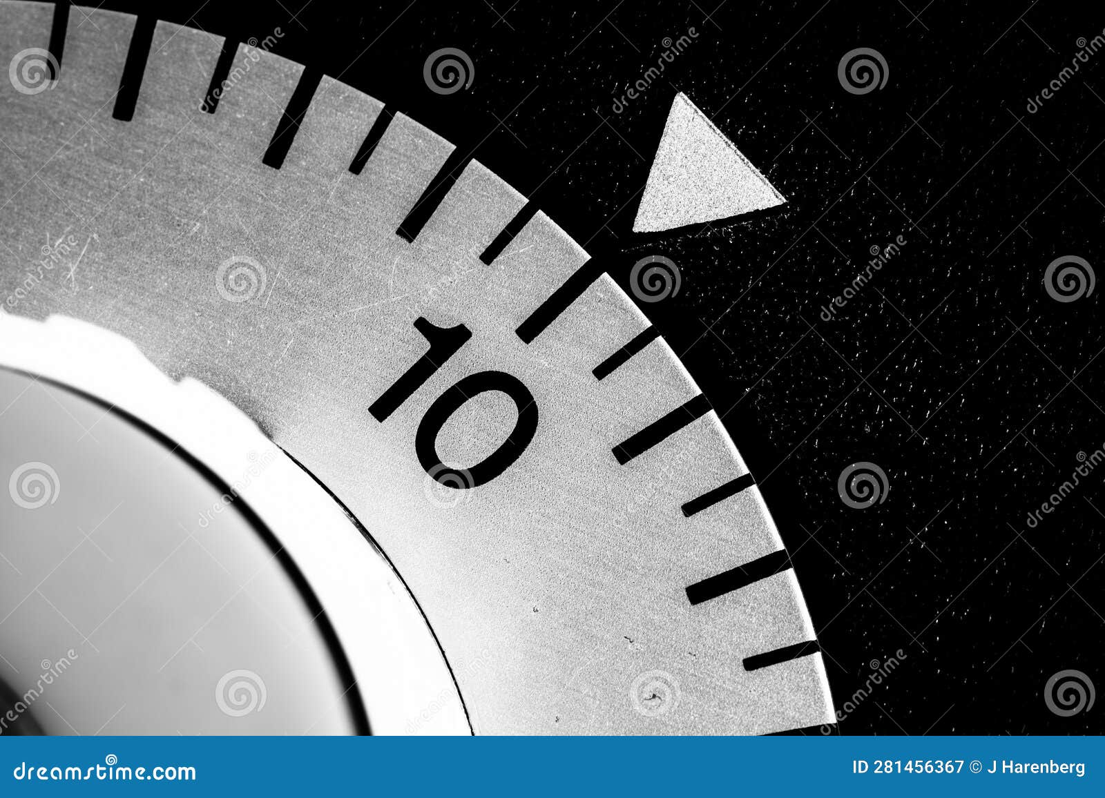 Monochrome Close-up of an Old Analog Laboratory Timer Set To Ten Stock ...