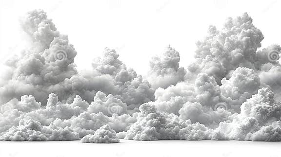Monochrome Cloudscape, Dense Cumulus Clouds Isolated on White ...
