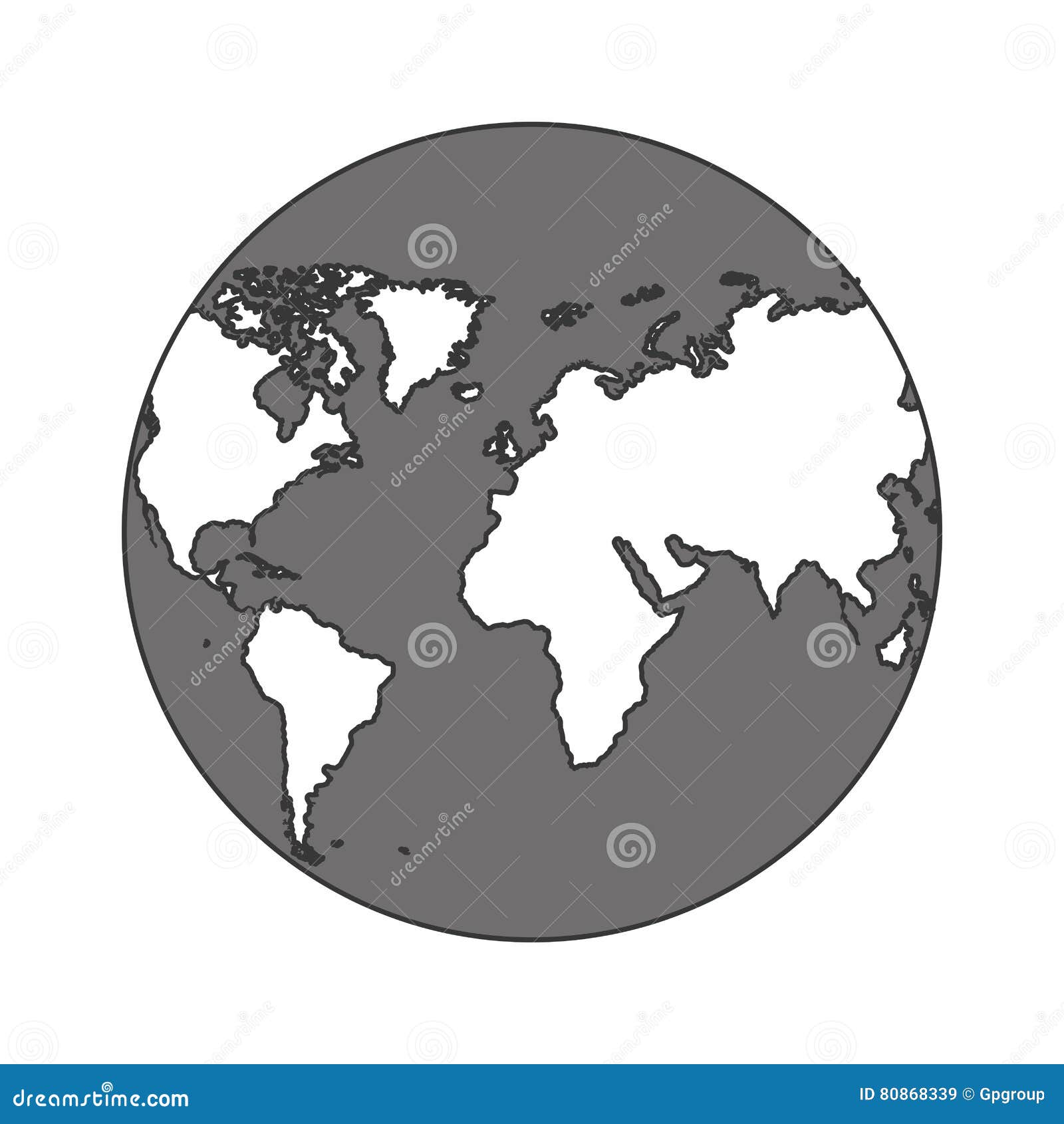 Monochrome Color of Sphere Planet Earth Stock Vector - Illustration of ...