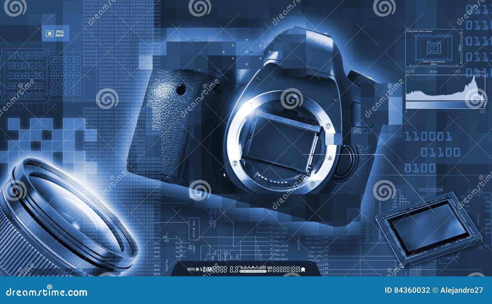 Monochrome Composition of Digital Photography Theme. Reflex Camera ...