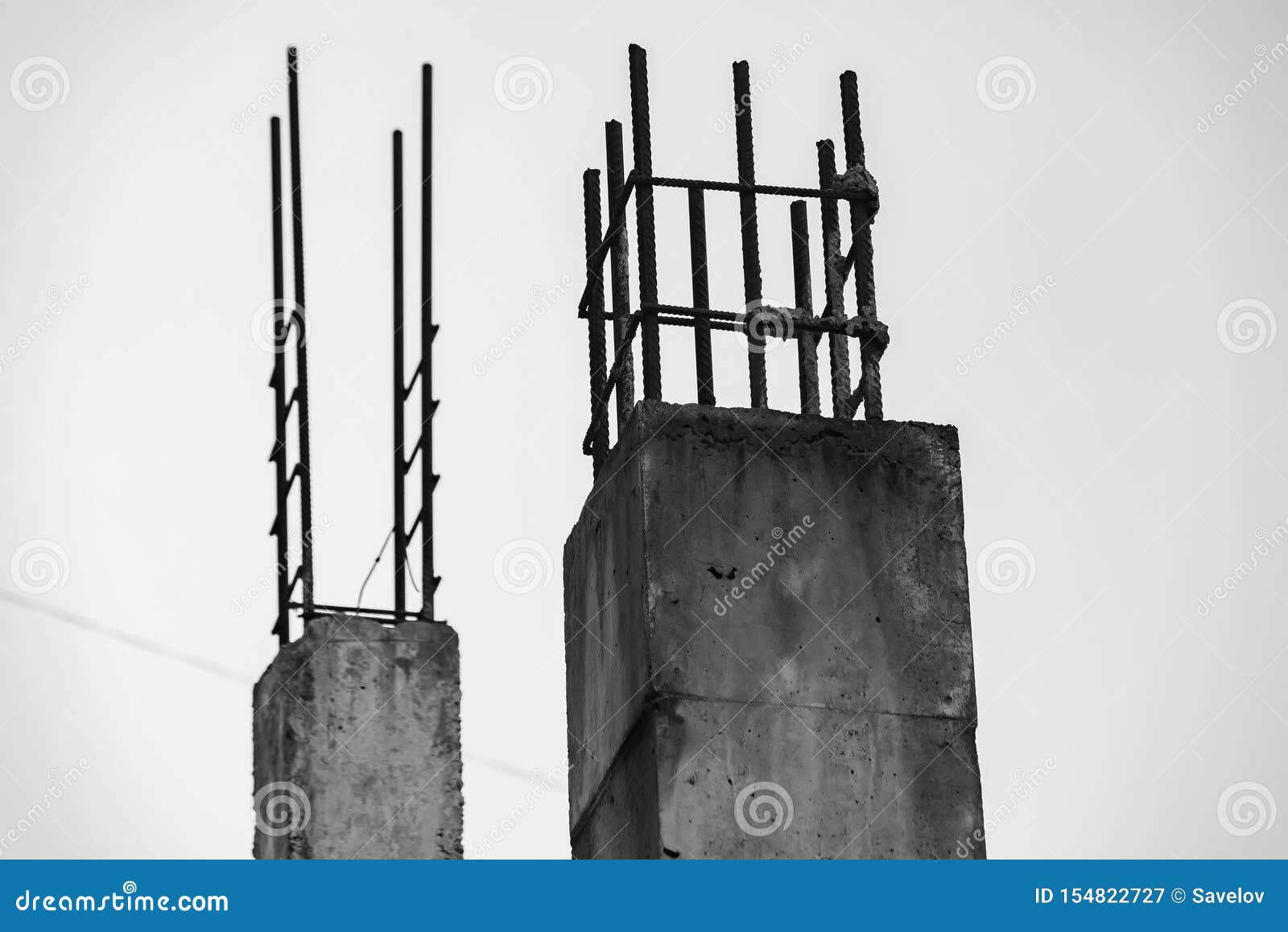 Monochrome Concrete Column with Metal Studs Stock Image - Image of ...