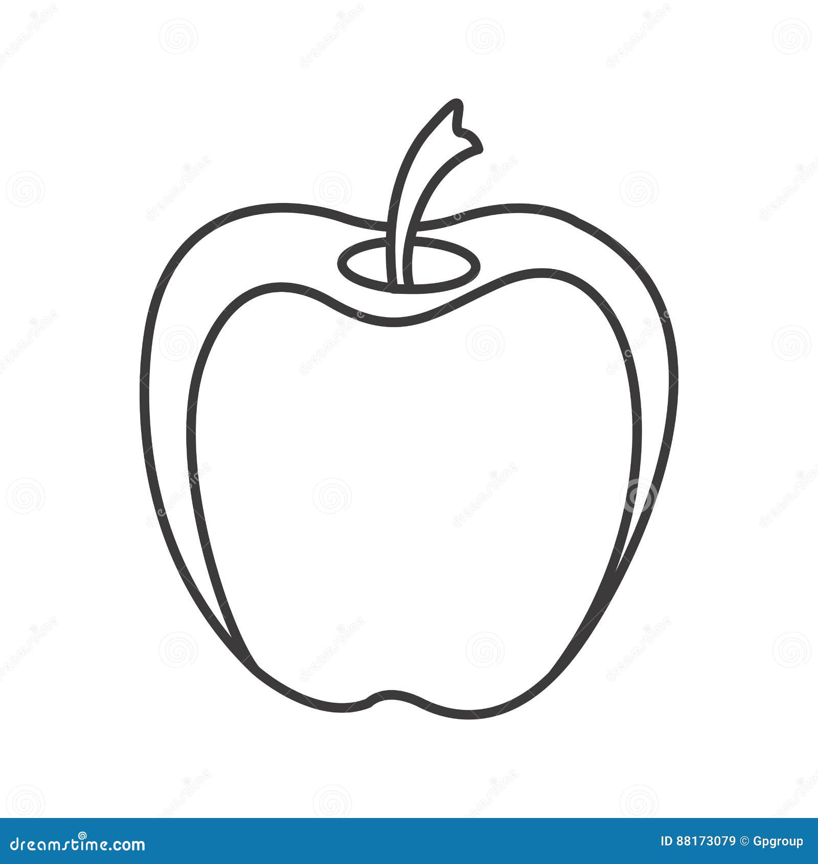 Monochrome Contour with Apple Fruit Stock Illustration - Illustration ...