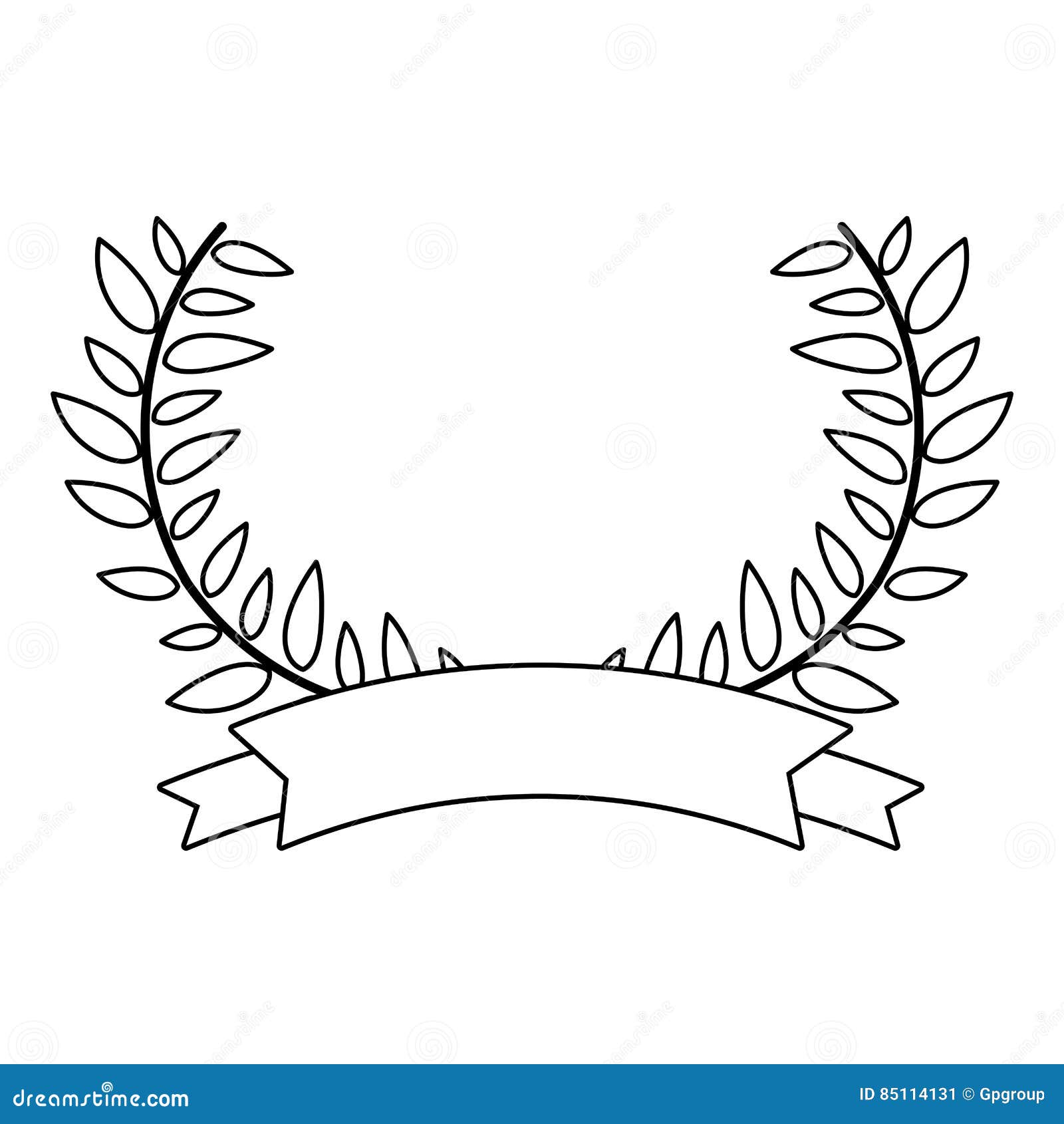 Monochrome Contour with Branchs with Leaves in Shape of Crown with ... Monochrome Contour with Branchs with Leaves in Shape of Crown with ...