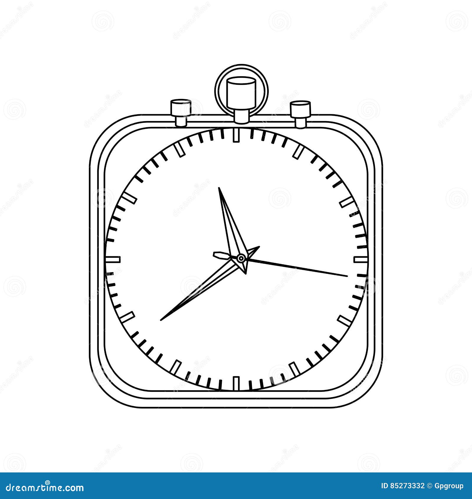 Monochrome Contour with Chronometer in Square Shape Stock Illustration ...