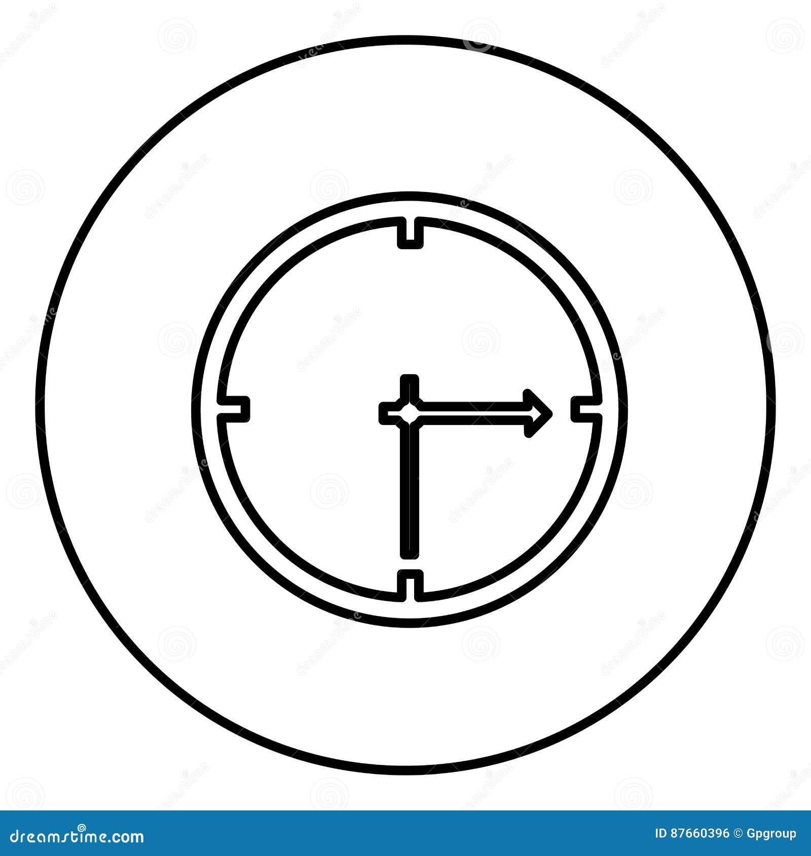 Monochrome Contour Circular Frame with Wall Clock Stock Illustration ...