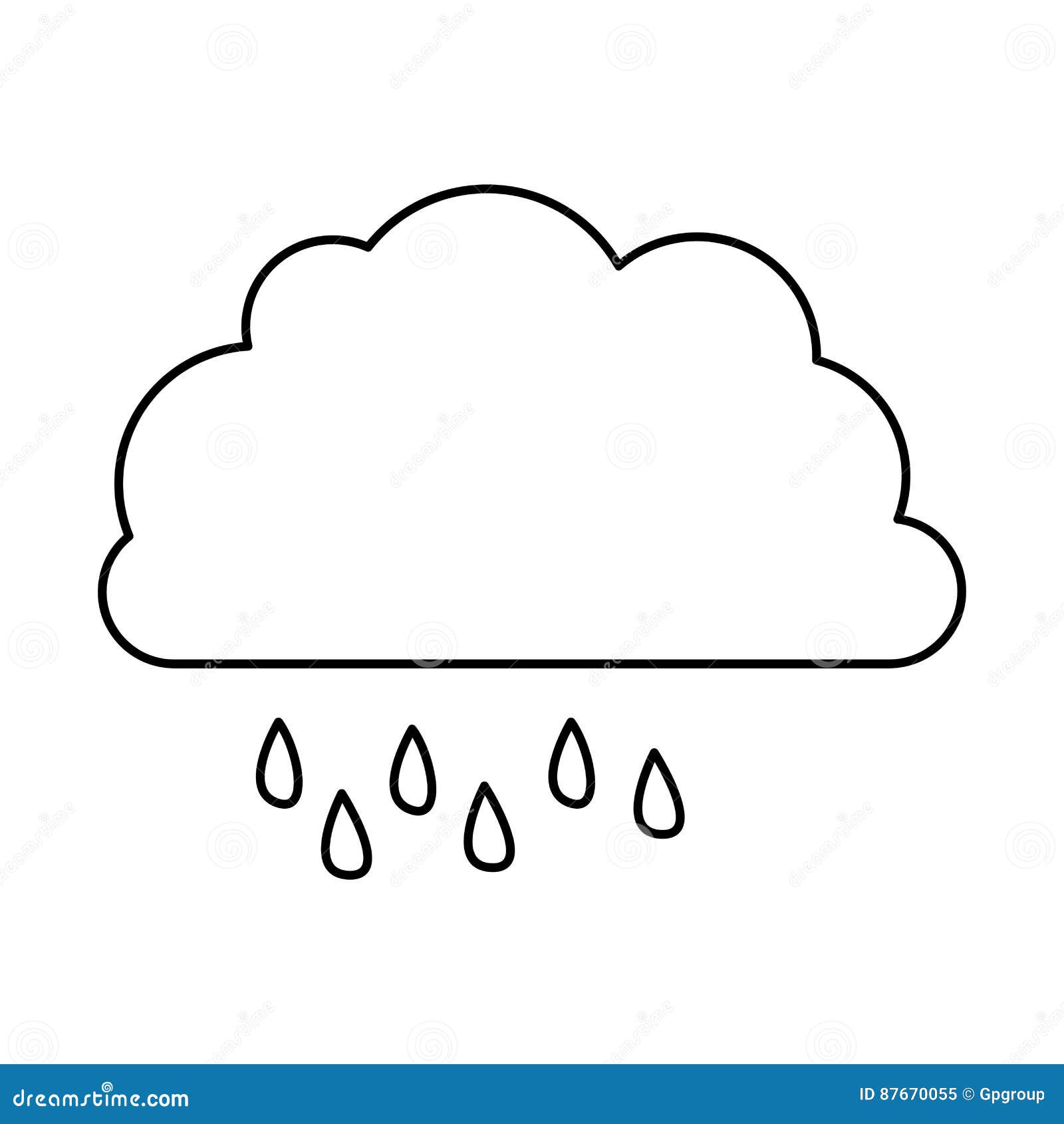 Monochrome Contour of Cloud with Drizzle Stock Illustration ...