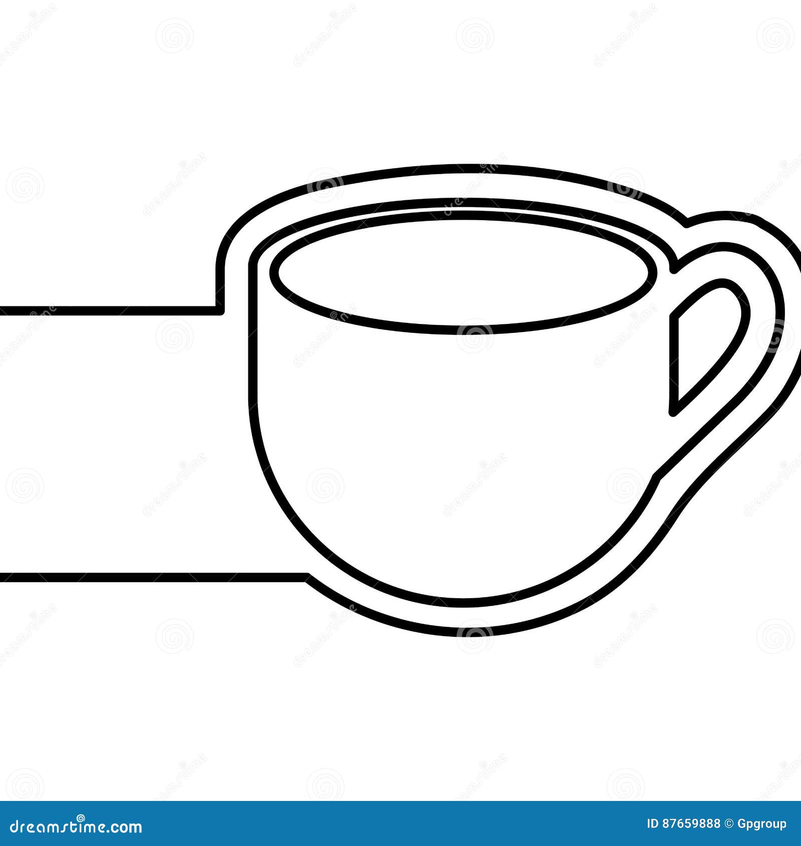 Monochrome Contour with Coffee Cup and Banner Stock Illustration ...