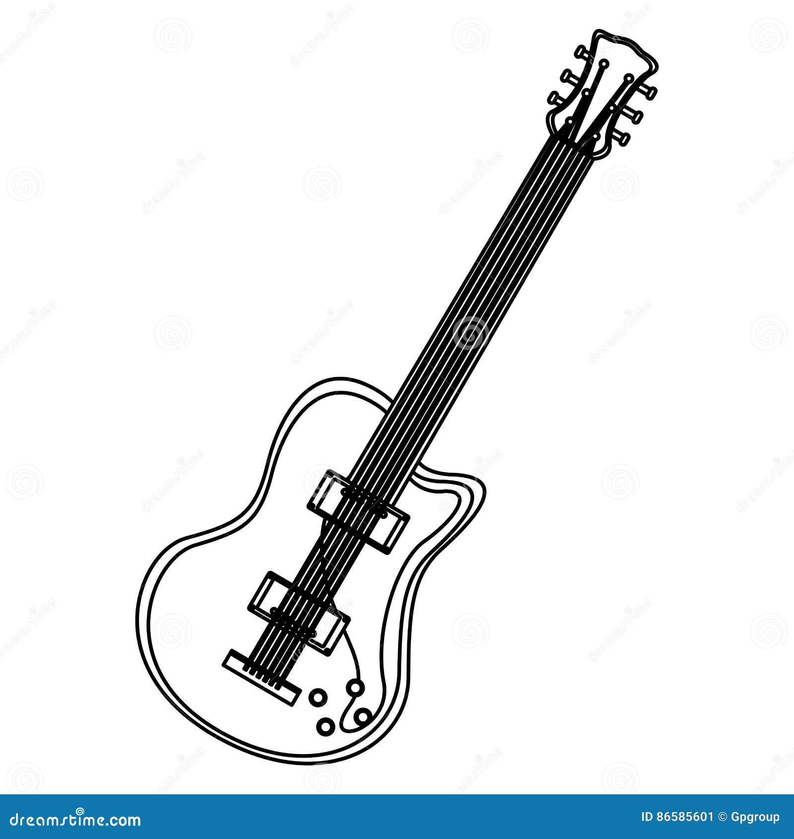 Monochrome Contour with Electric Guitar Stock Illustration ...