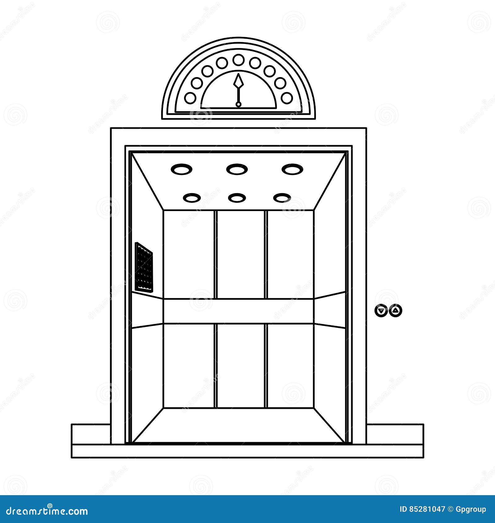 Monochrome Contour with Elevator Opened Door Stock Illustration ...