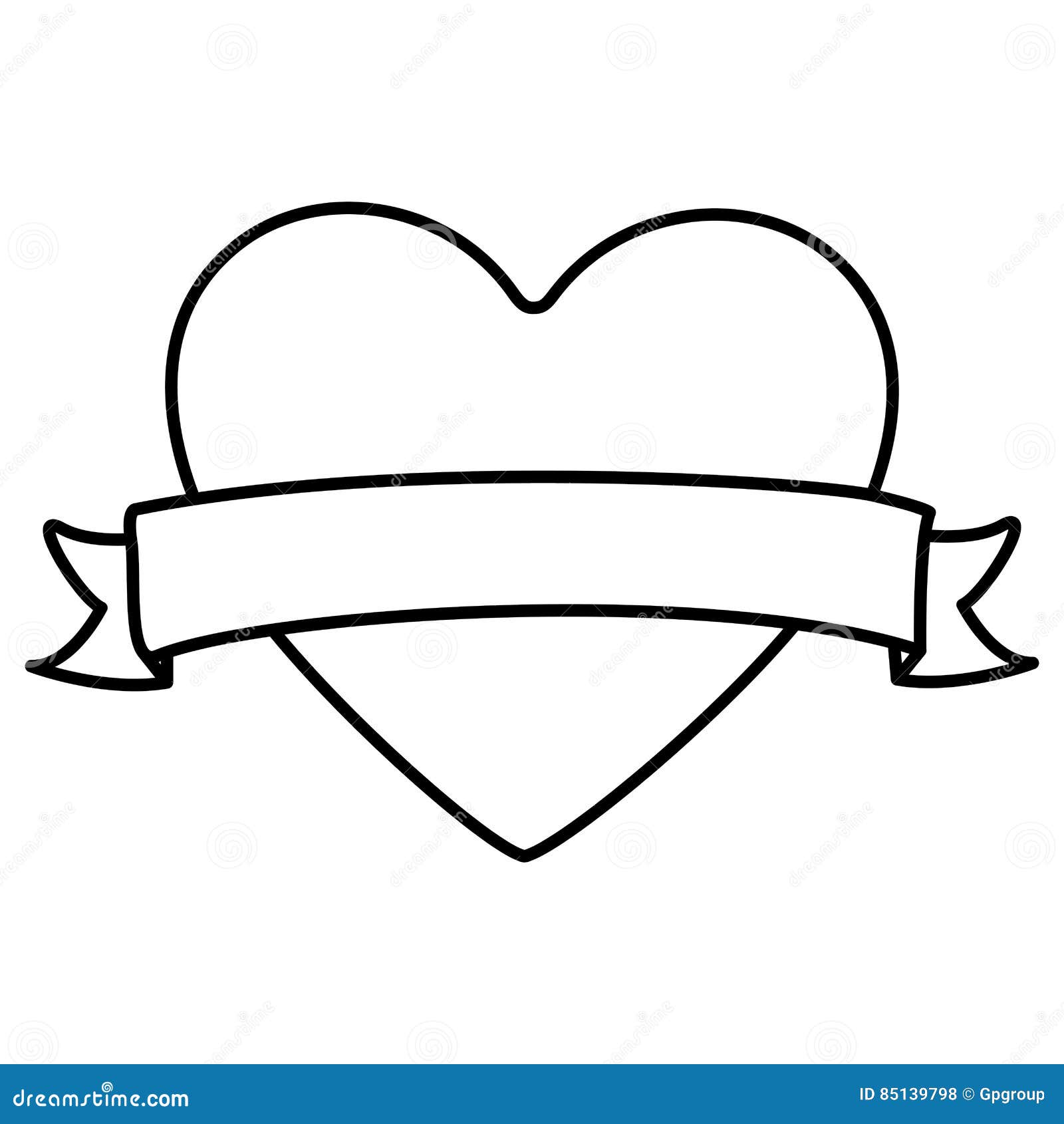 Monochrome Contour of Heart Shape with Label Stock Vector ...