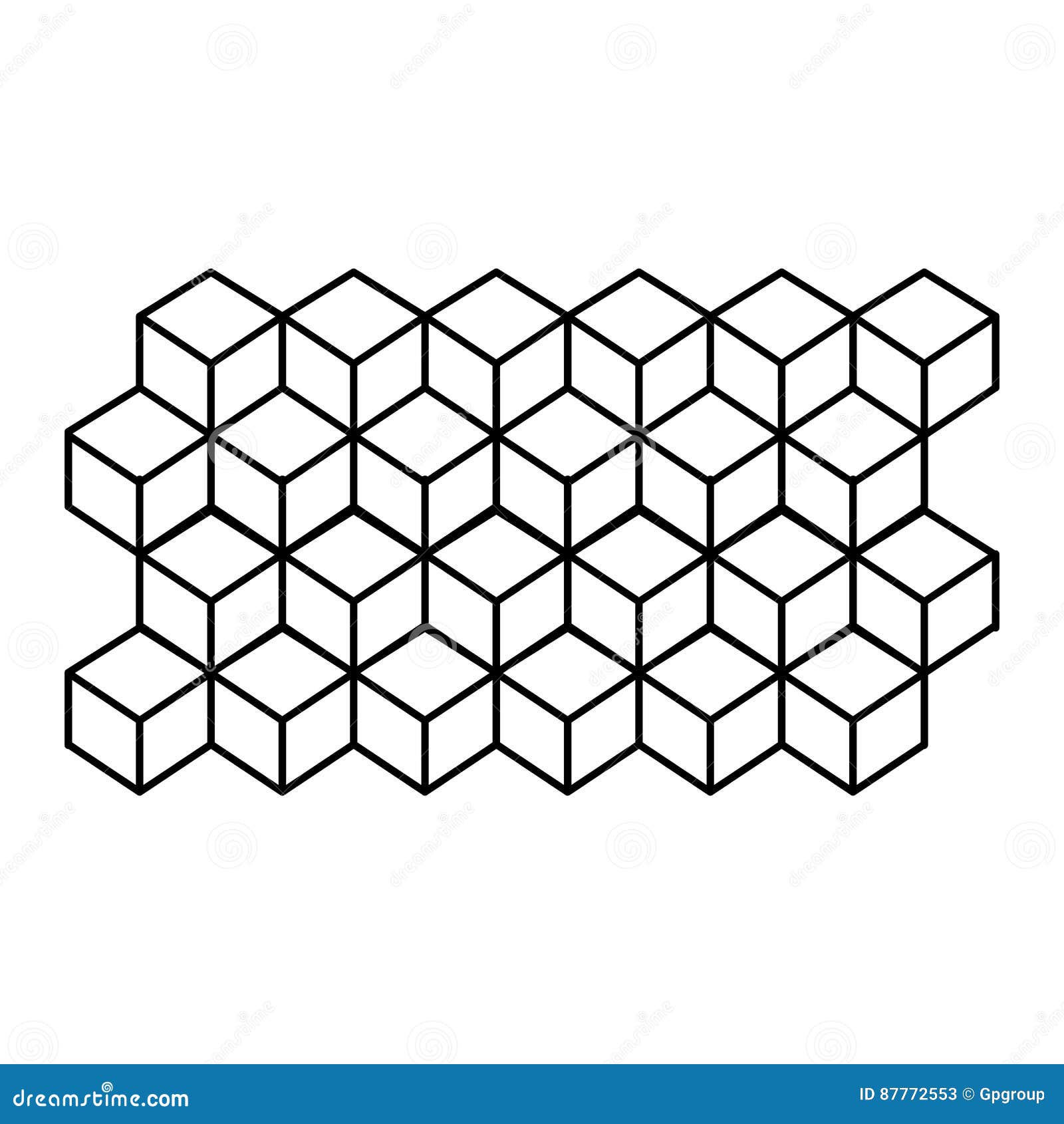 Monochrome Contour Line with Hexagon Pattern Stock Illustration ...