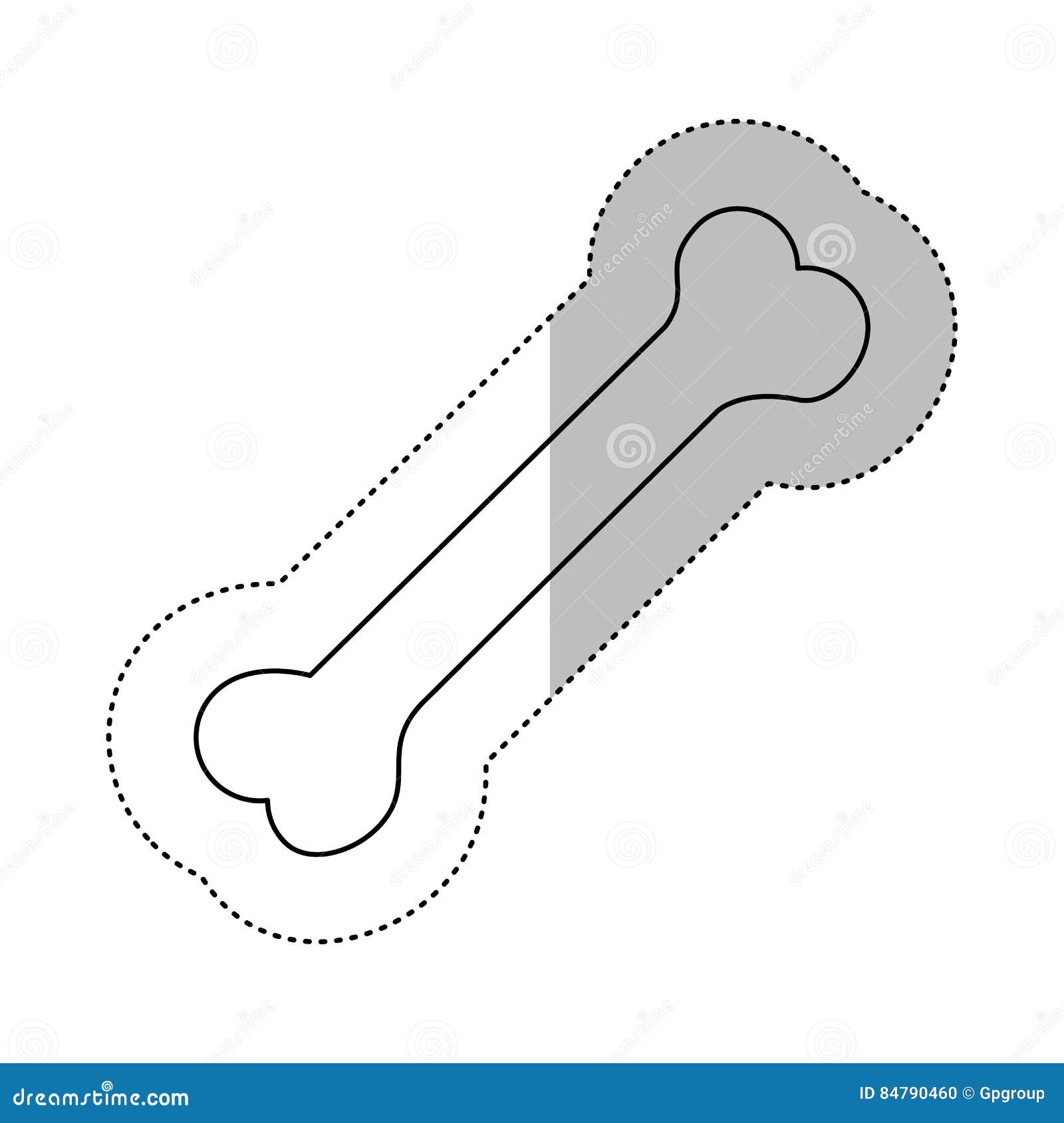 Monochrome Contour Middle Shadow Sticker with Pet Bone Stock Vector ...