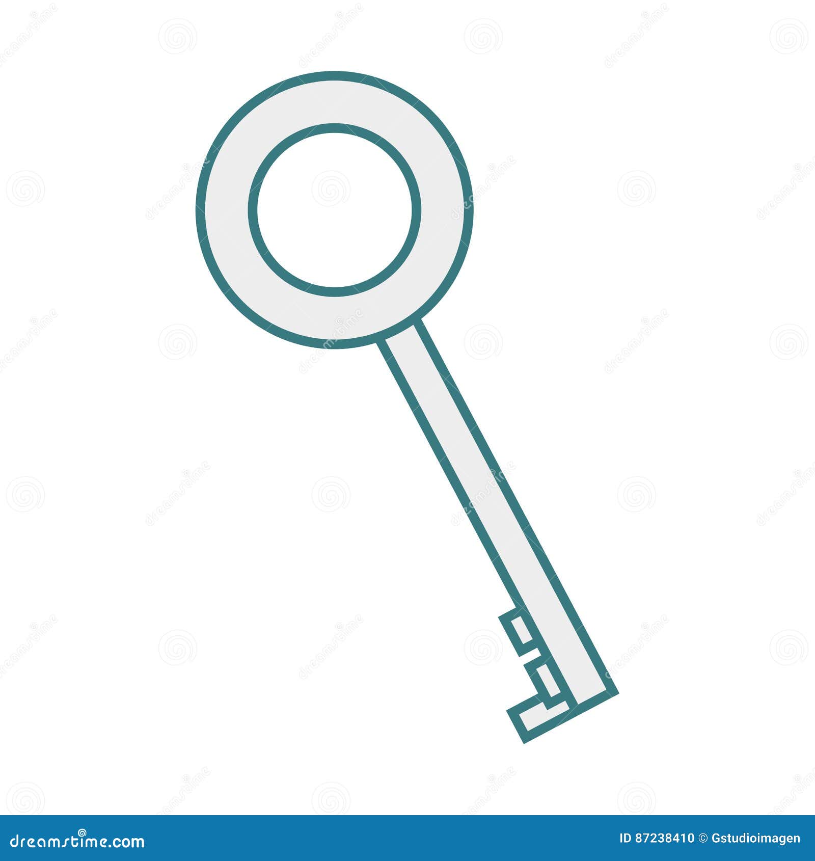 Monochrome Contour of Rounded Shape Vintage Key Stock Vector ...