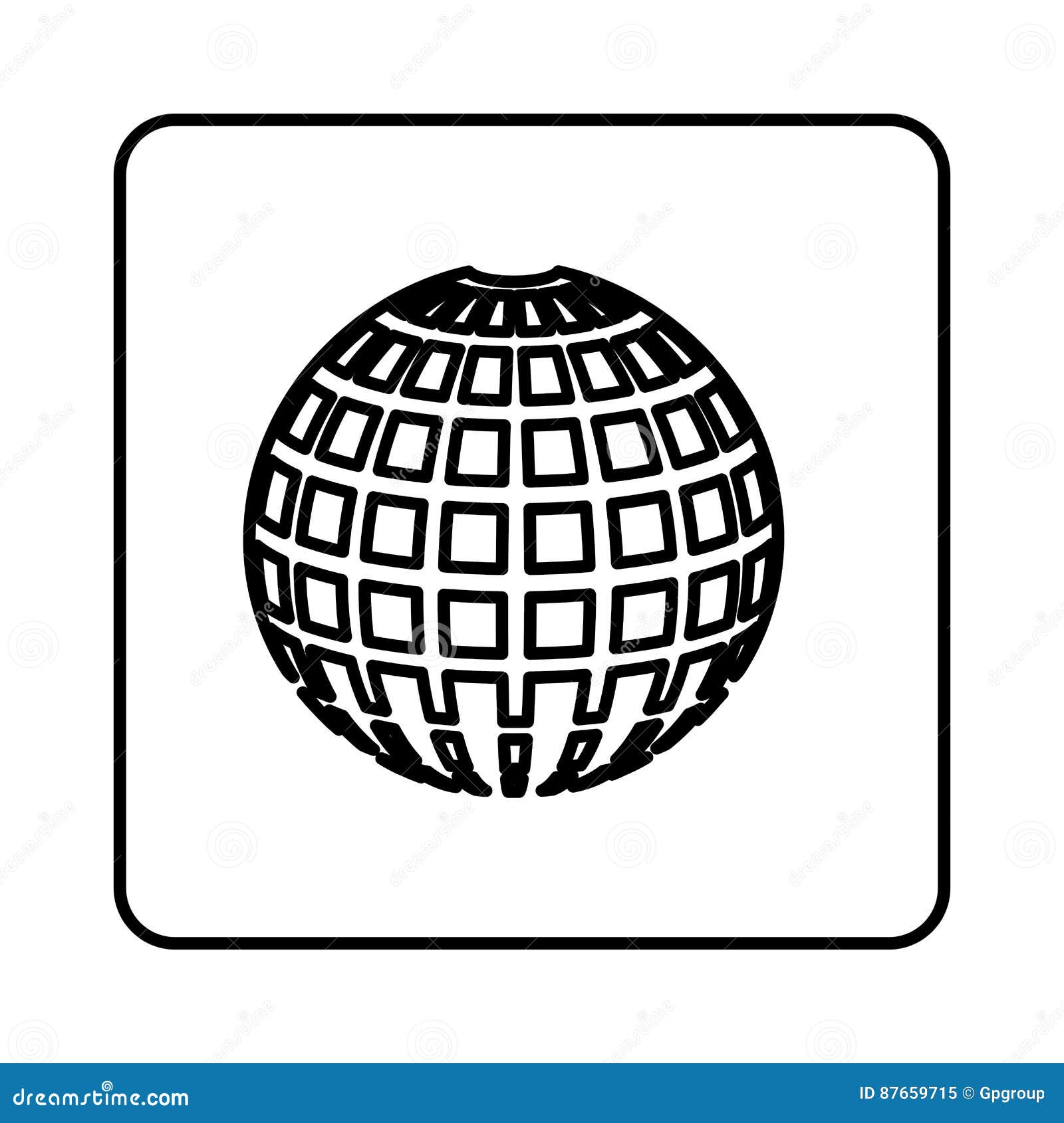 Monochrome Contour Square with Globe Earth Icon Stock Illustration ...