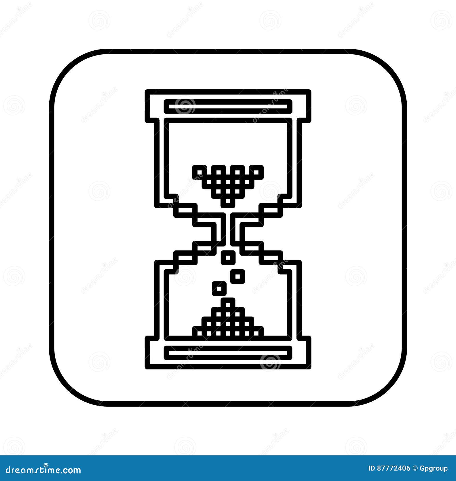 Monochrome Contour Square with Hourglass Icon Stock Illustration ...