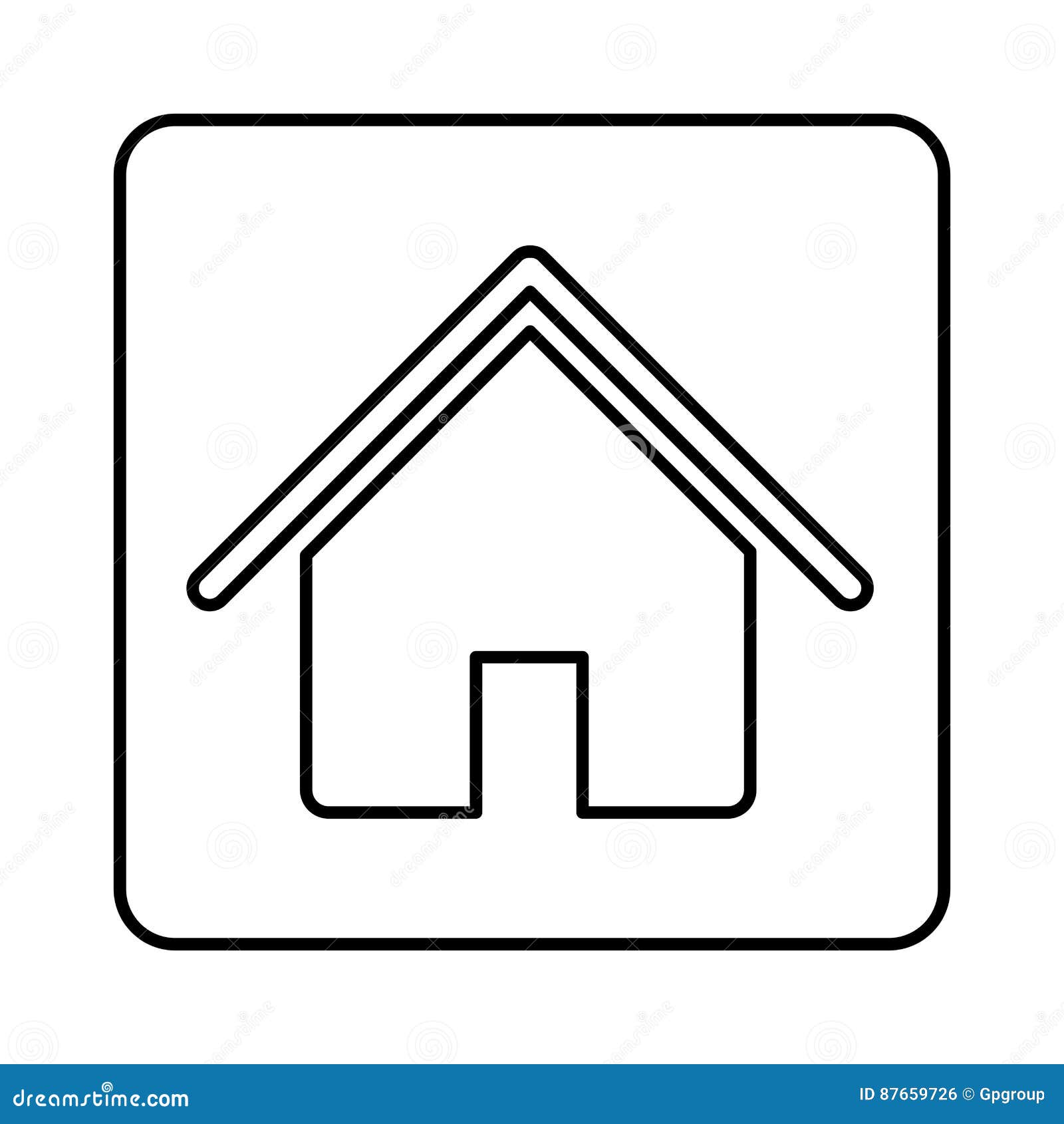 Monochrome Contour Square with House Icon Stock Illustration ...