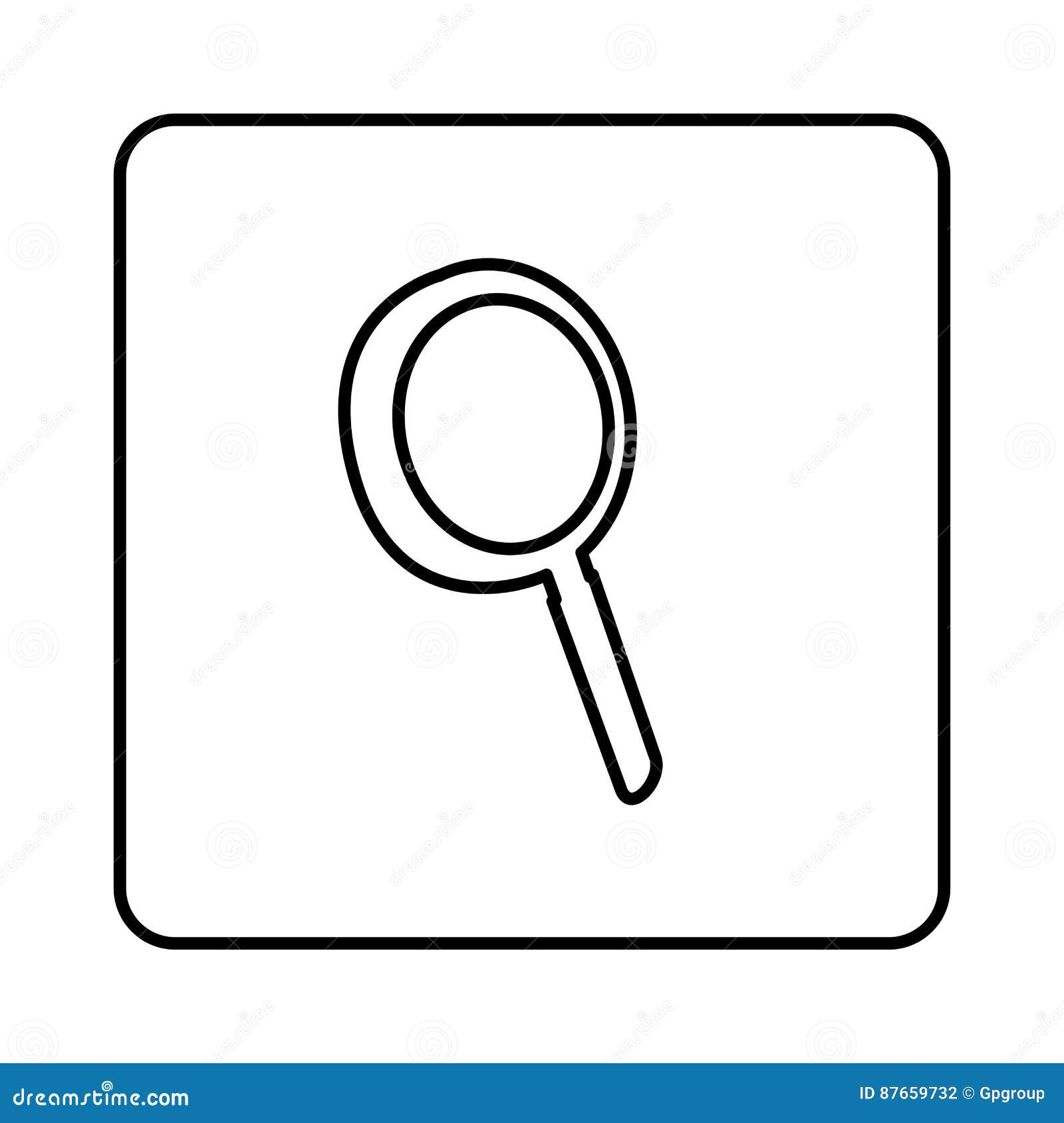 Monochrome Contour Square with Magnifying Glass Icon Stock Illustration ...