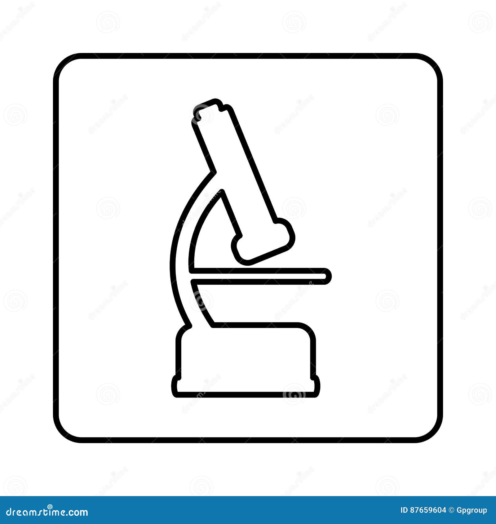 Monochrome Contour Square with Microscope Icon Stock Illustration ...