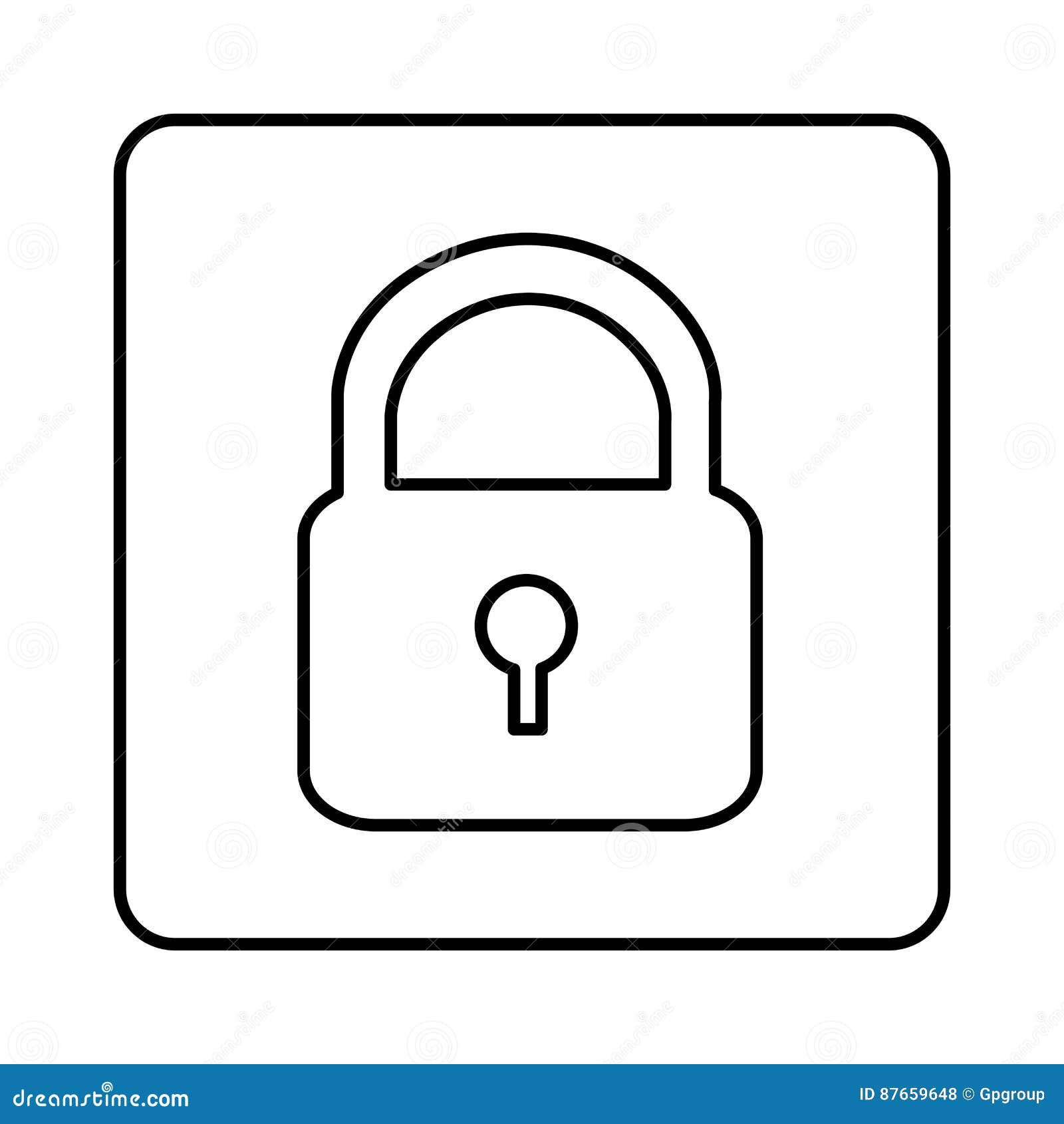 Monochrome Contour Square with Padlock Icon Stock Illustration ...