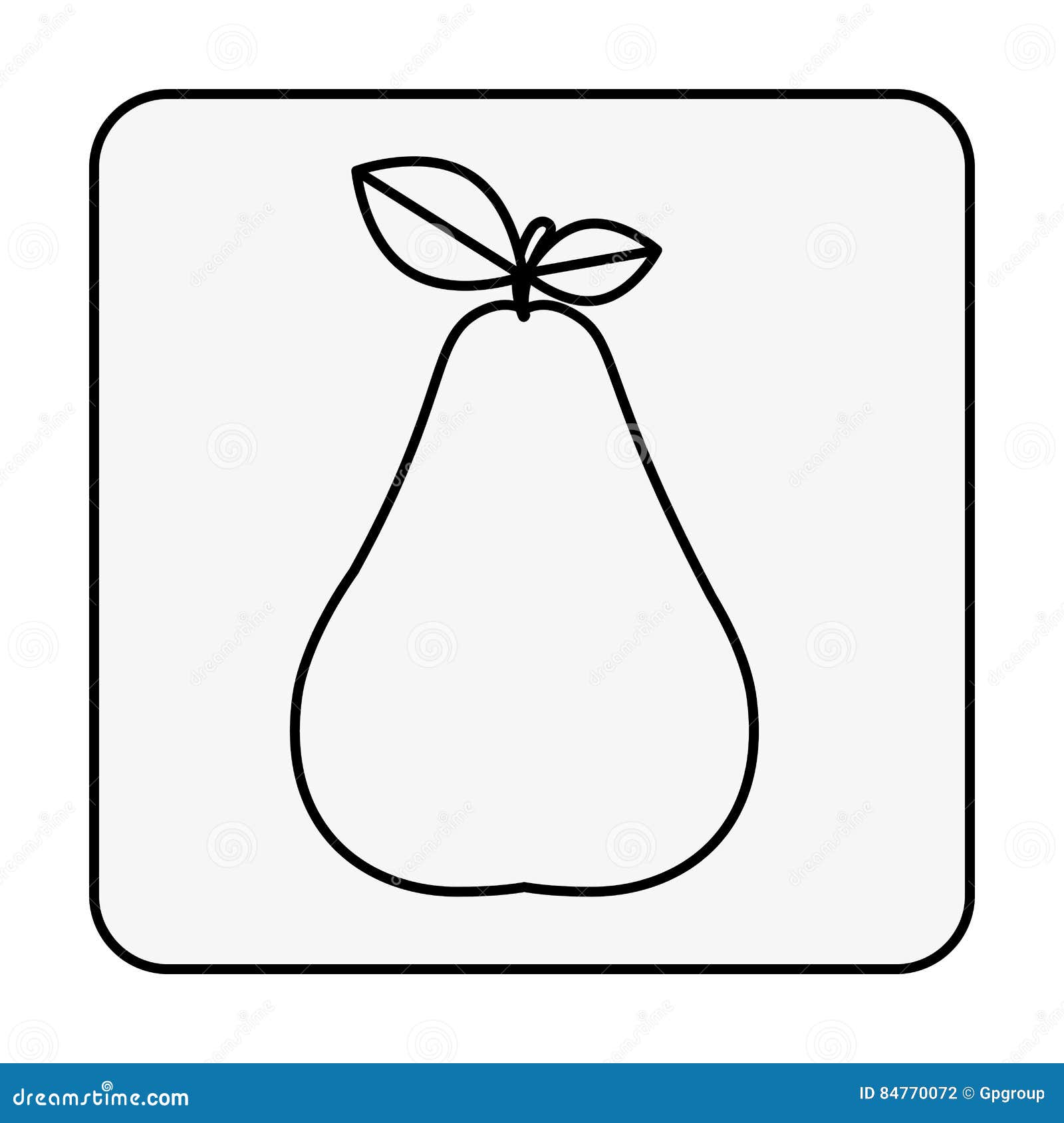 Monochrome Contour Square with Pear Fruit Stock Vector - Illustration ...