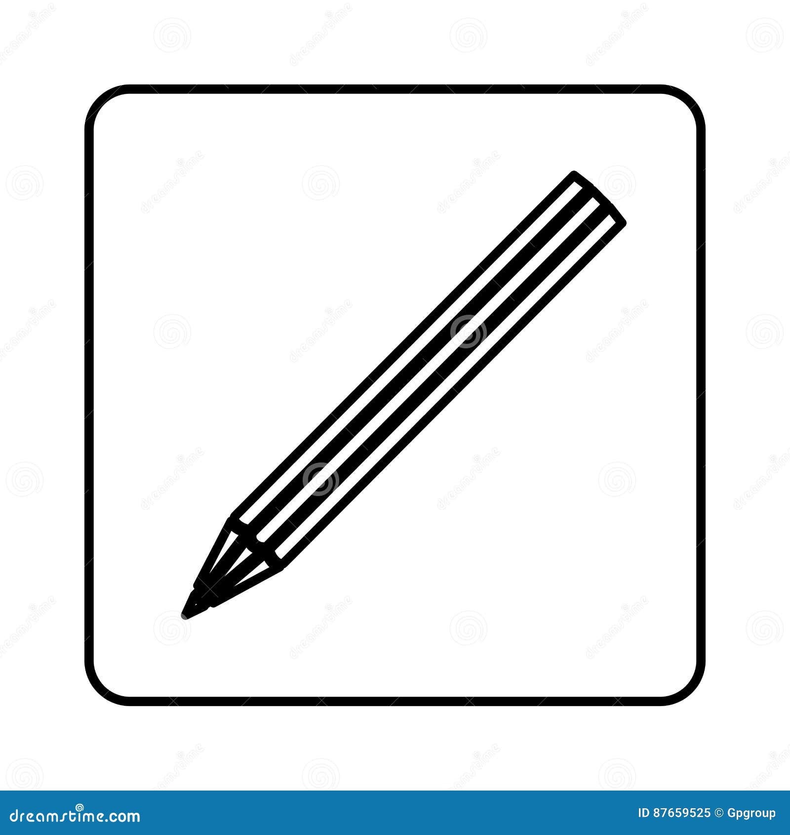 Monochrome Contour Square with Pencil Icon Stock Illustration ...