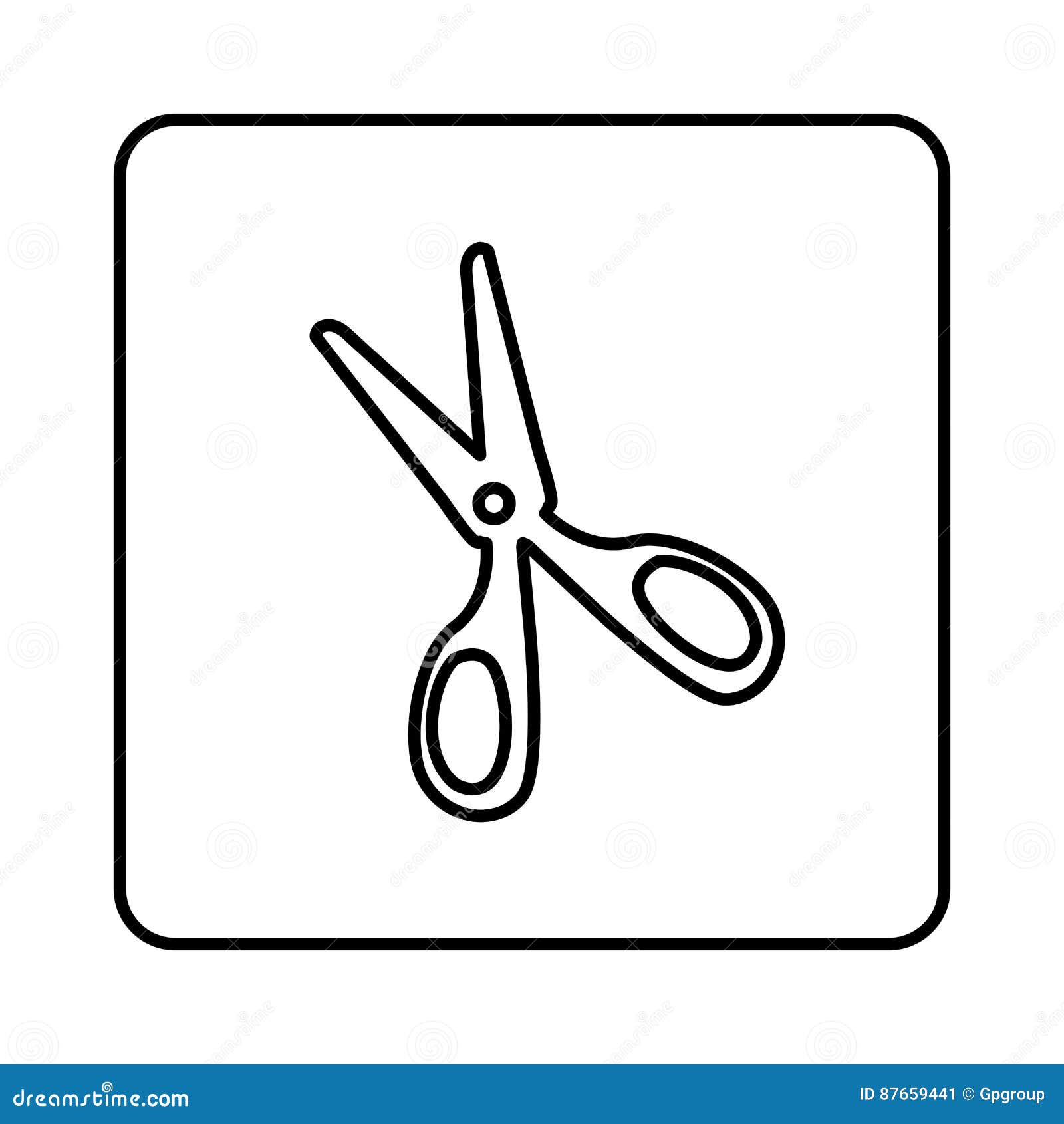 Monochrome Contour Square with Scissors Icon Stock Illustration ...