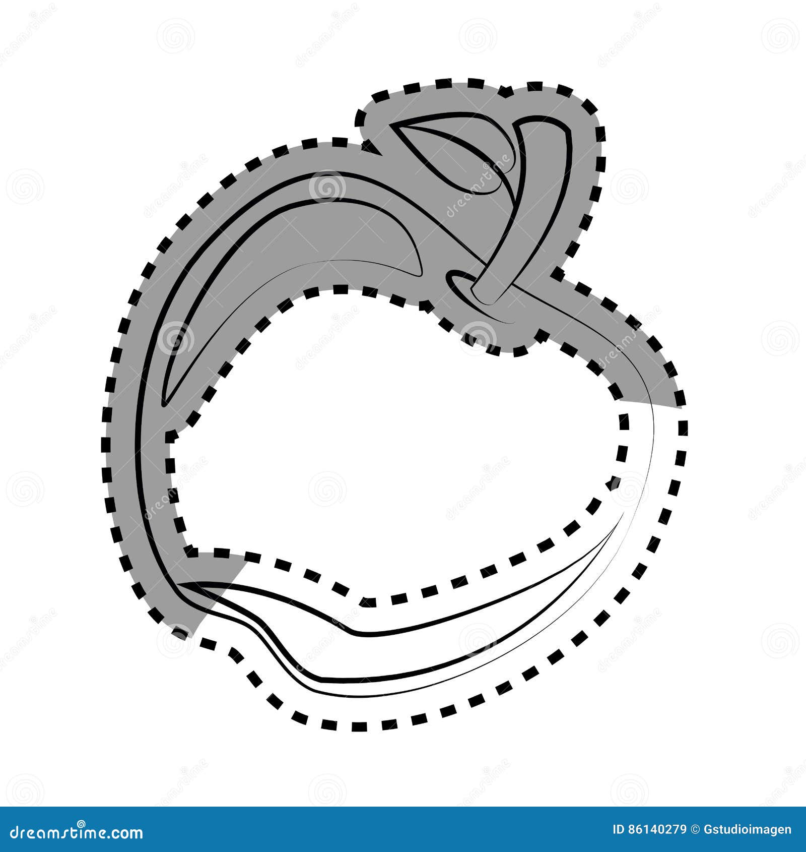 Monochrome Contour Sticker with Apple Fruit Stock Vector - Illustration ...