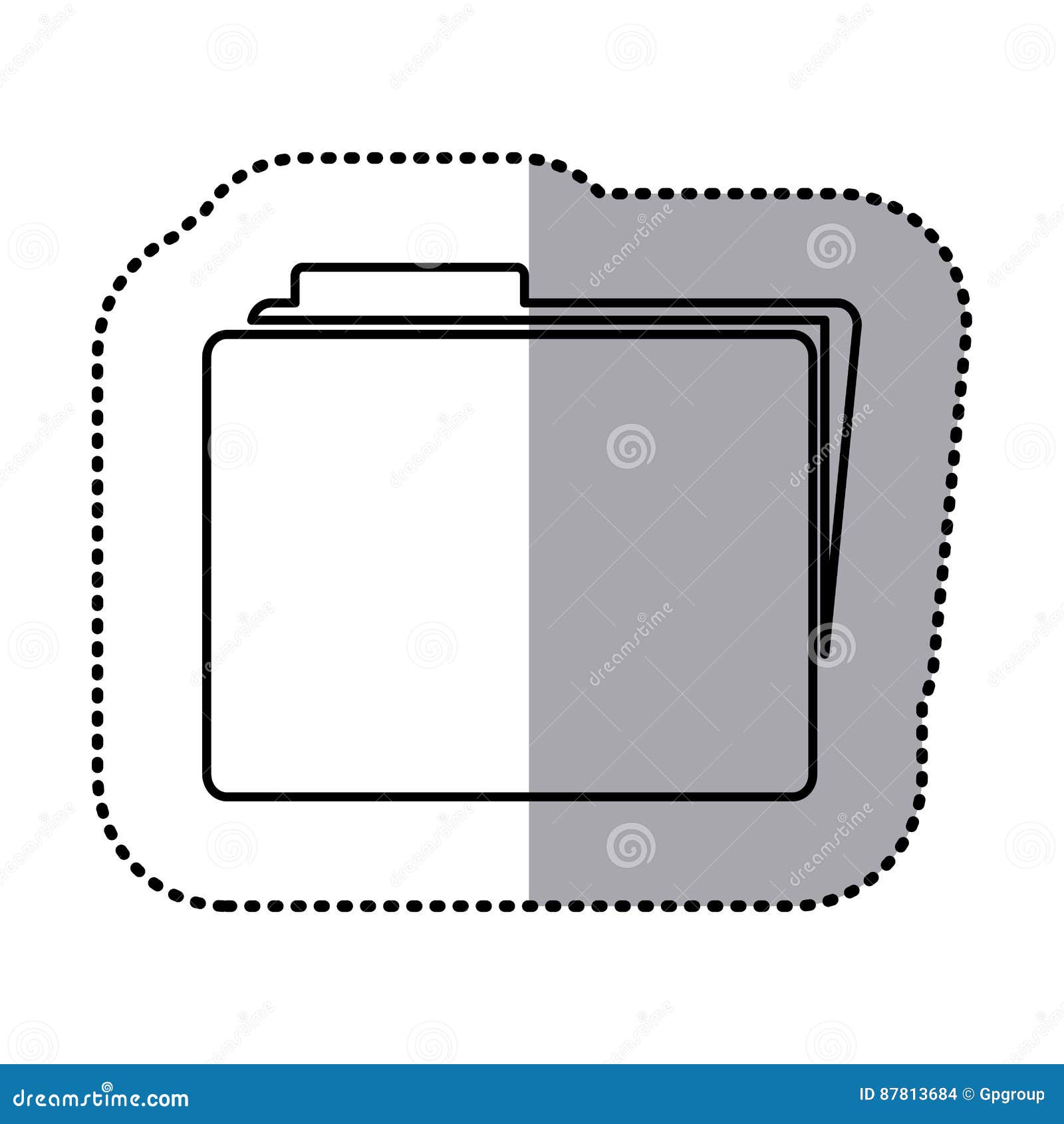 Monochrome Contour Sticker of Folder Icon Stock Illustration ...