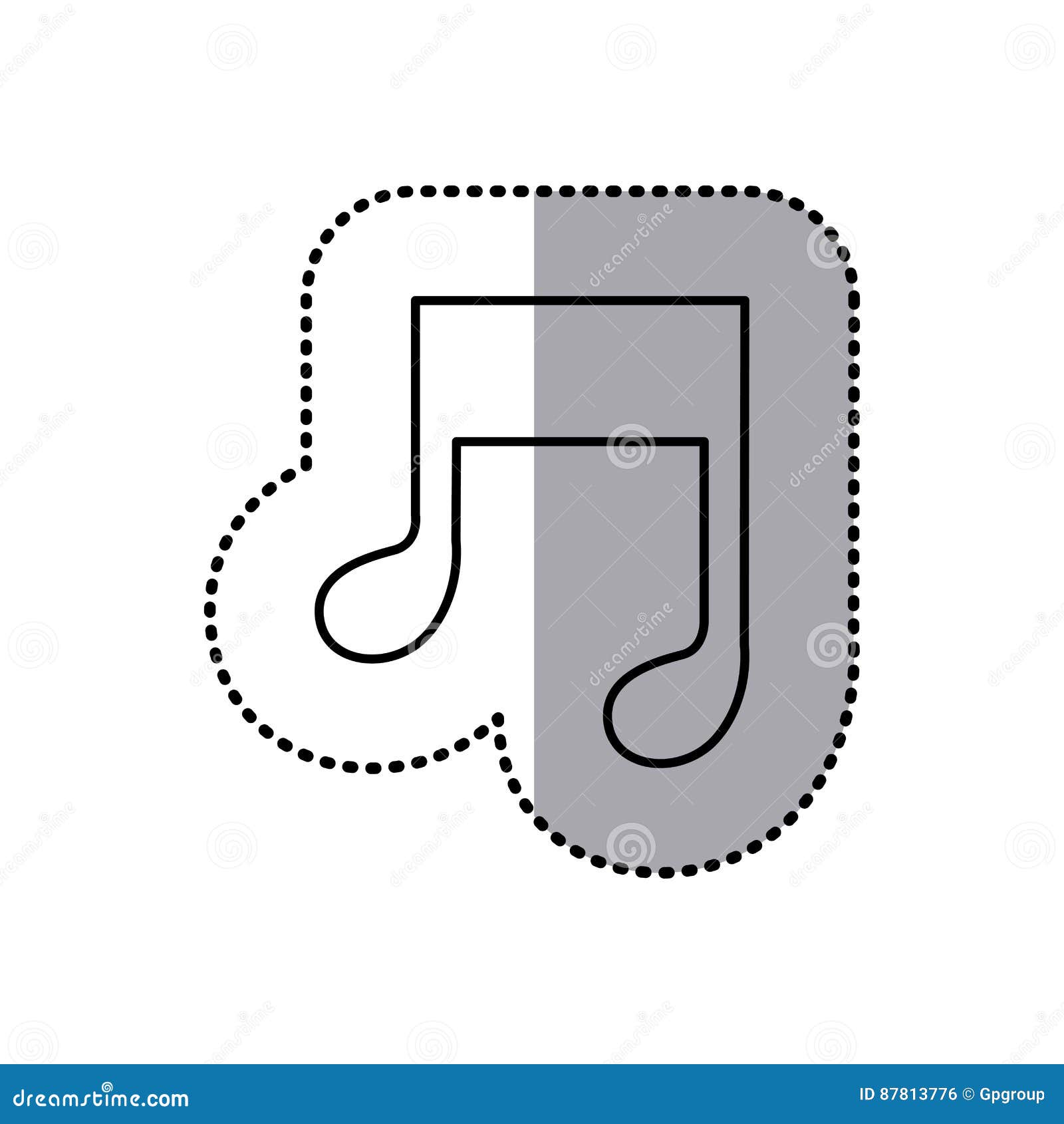 Monochrome Contour Sticker of Musical Note Stock Illustration ...