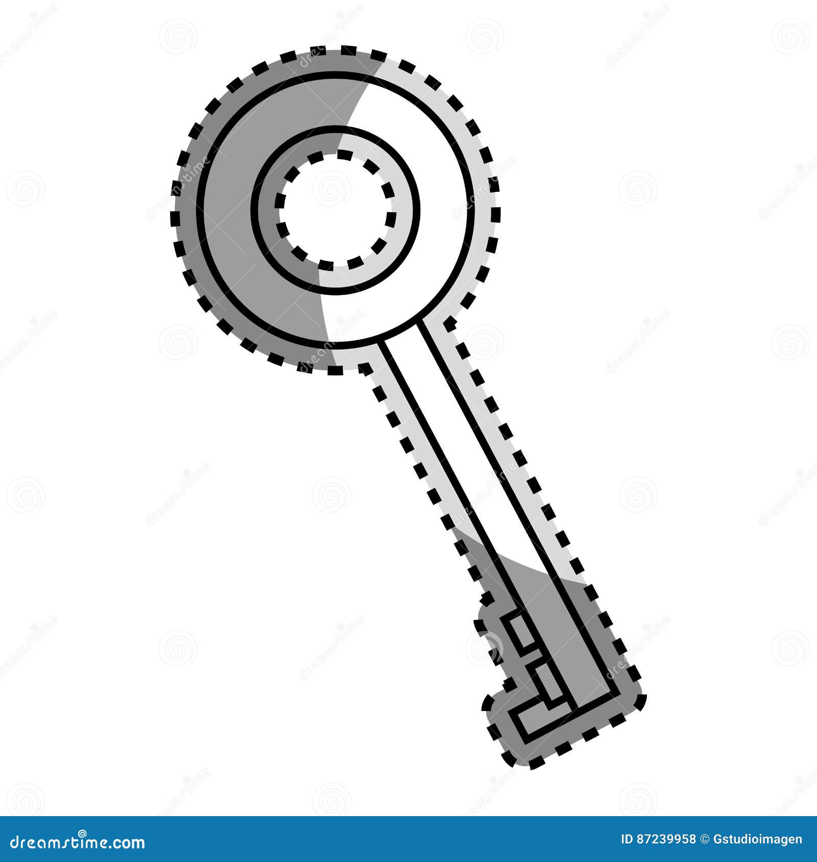 Monochrome Contour Sticker of Rounded Shape Vintage Key Stock Vector ...