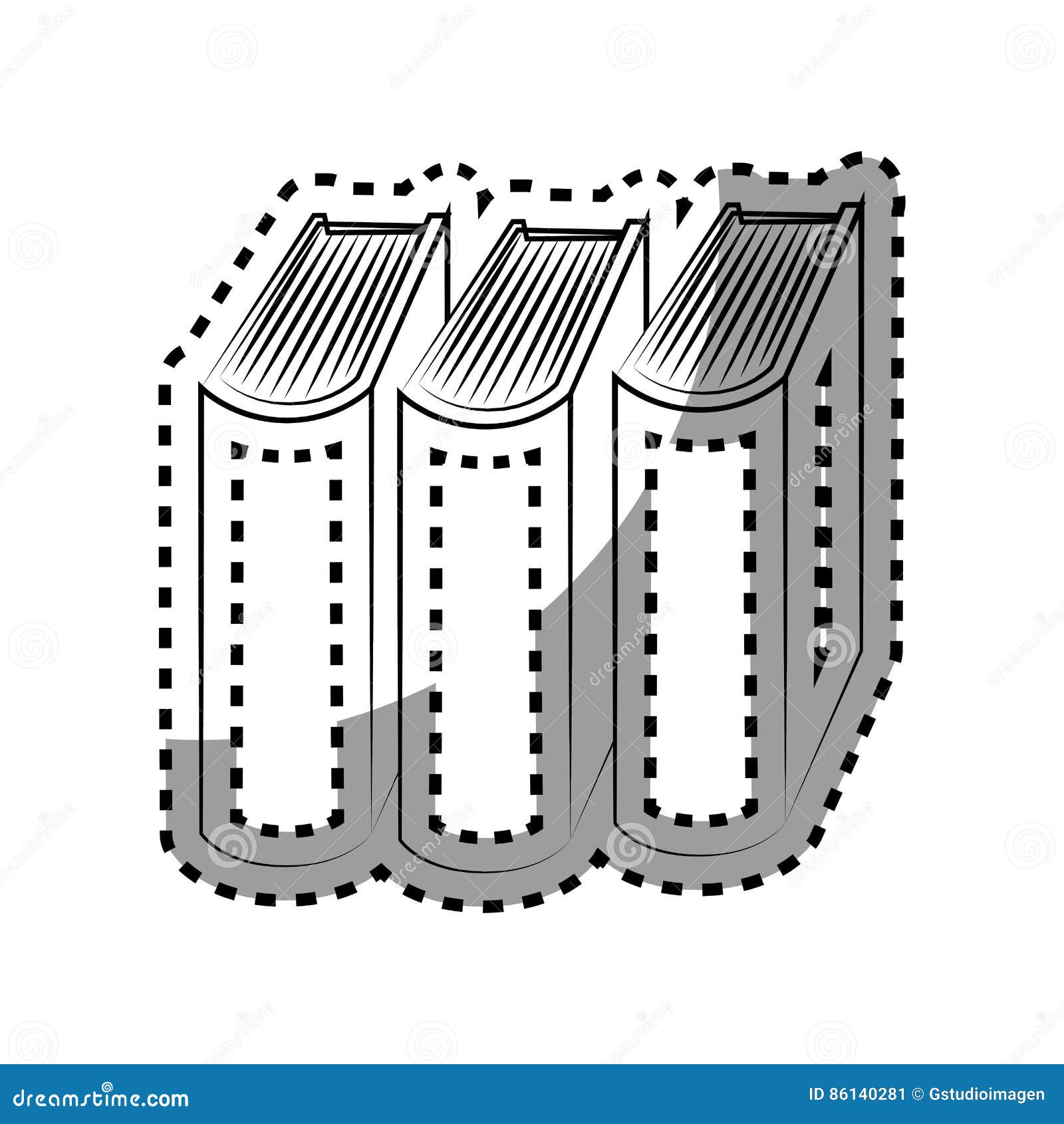 Monochrome Contour Sticker with Standing Books Stock Vector ...