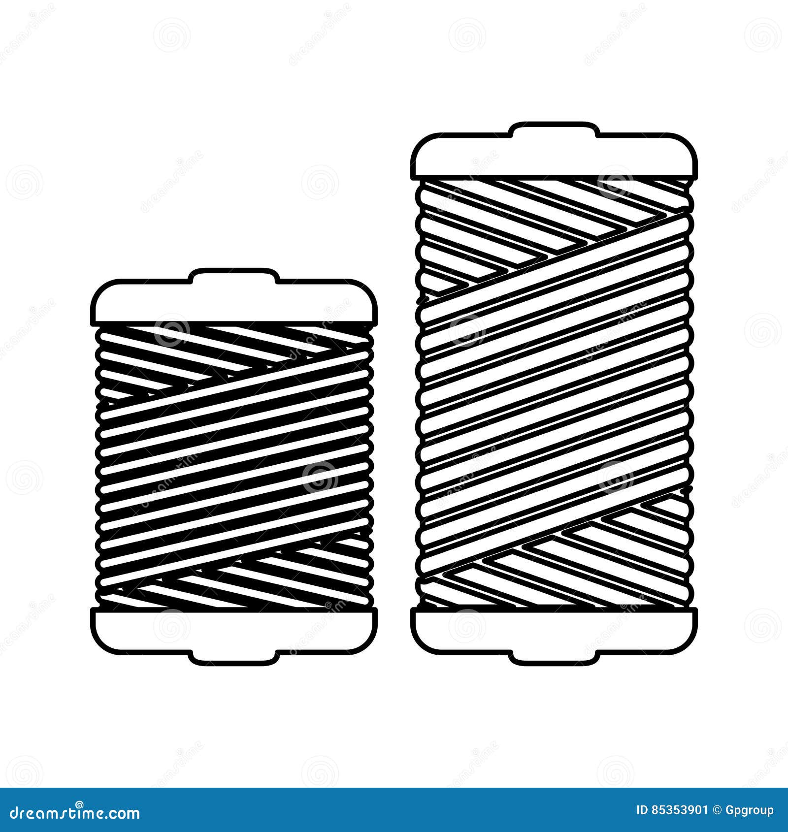 Monochrome Contour with Thread Spool Pair Stock Illustration ...