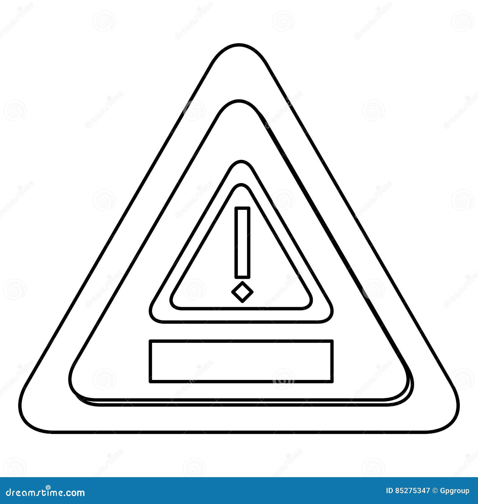 Monochrome Contour with Triangles with Exclamation Sign Stock ...