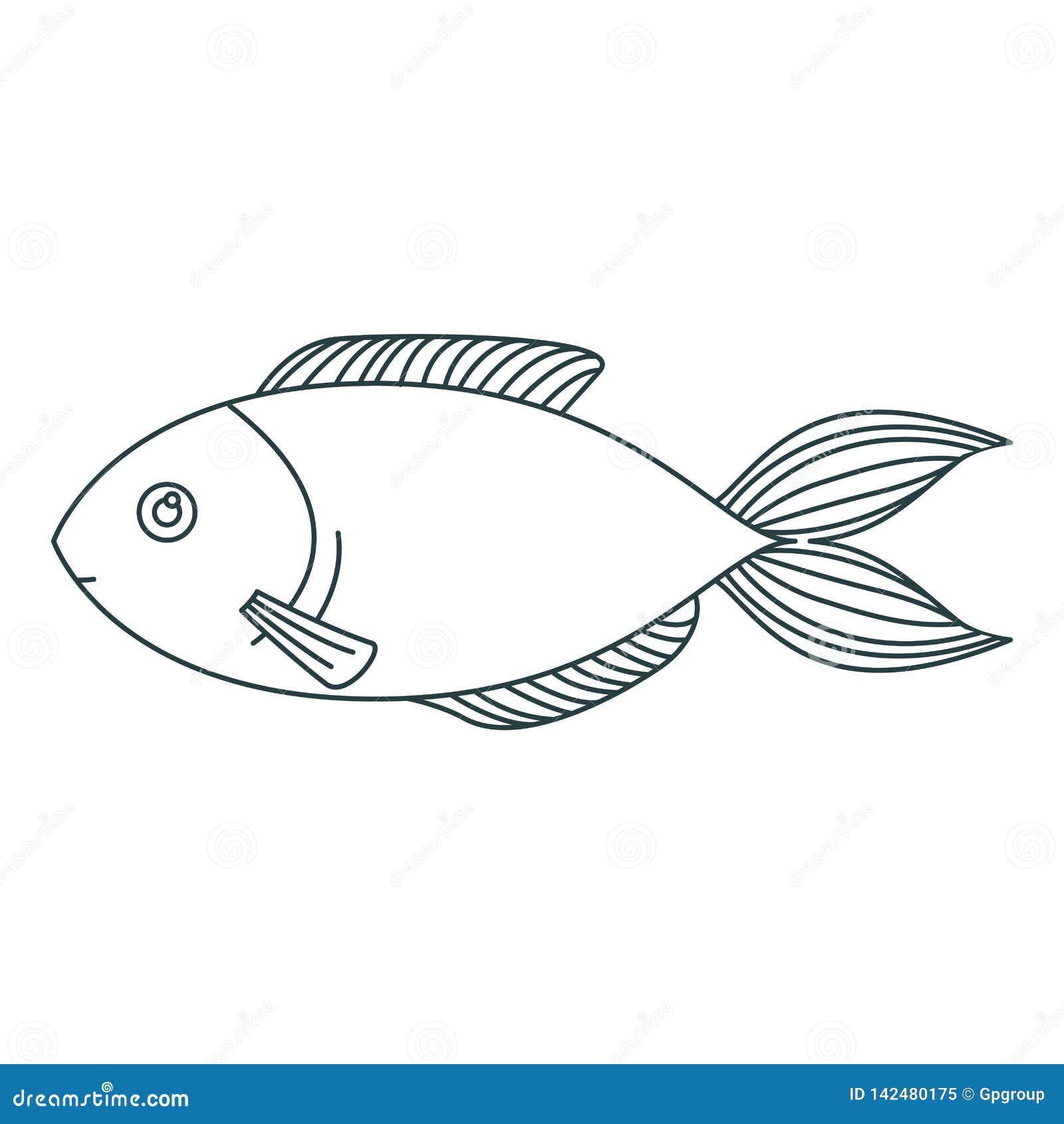 Monochrome Contour of Trout Fish Stock Vector - Illustration of ...