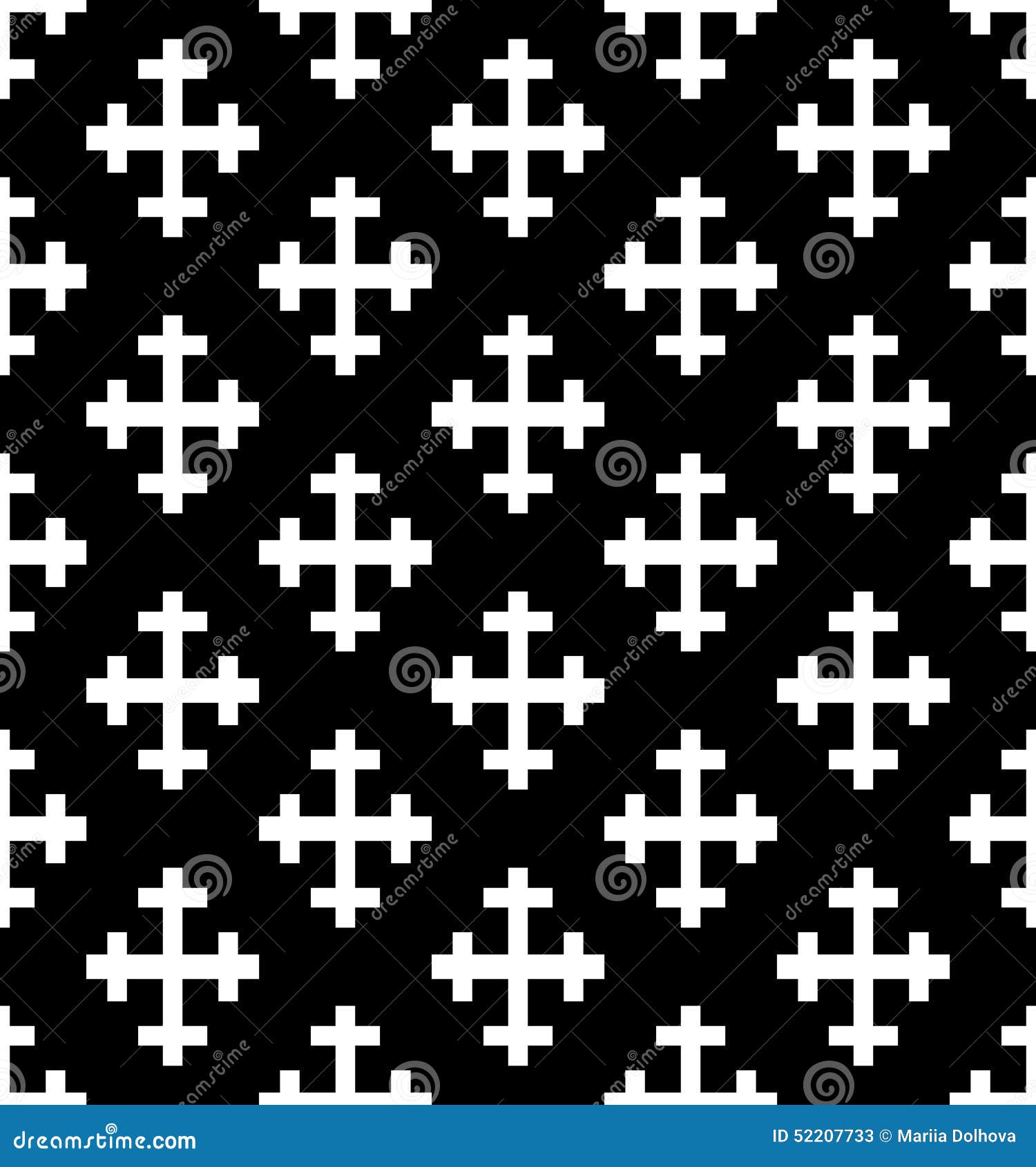 Monochrome Cross Seamless Pattern. Black&white Vector Illustration ...