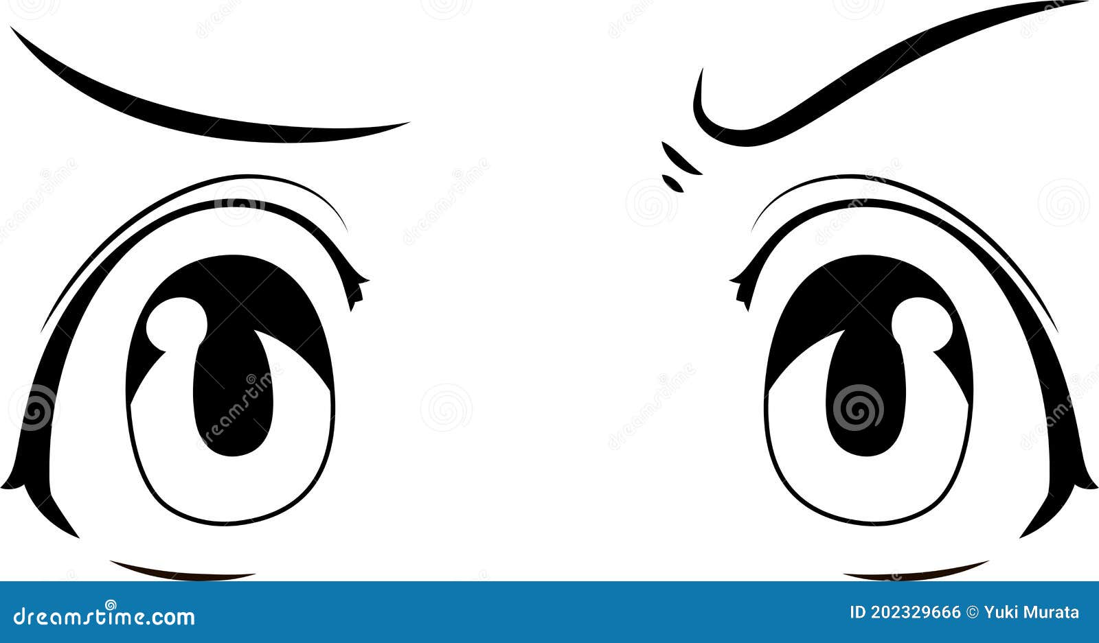 Monochrome Cute Anime-style Eyes with a Suspicious Expression Stock ...