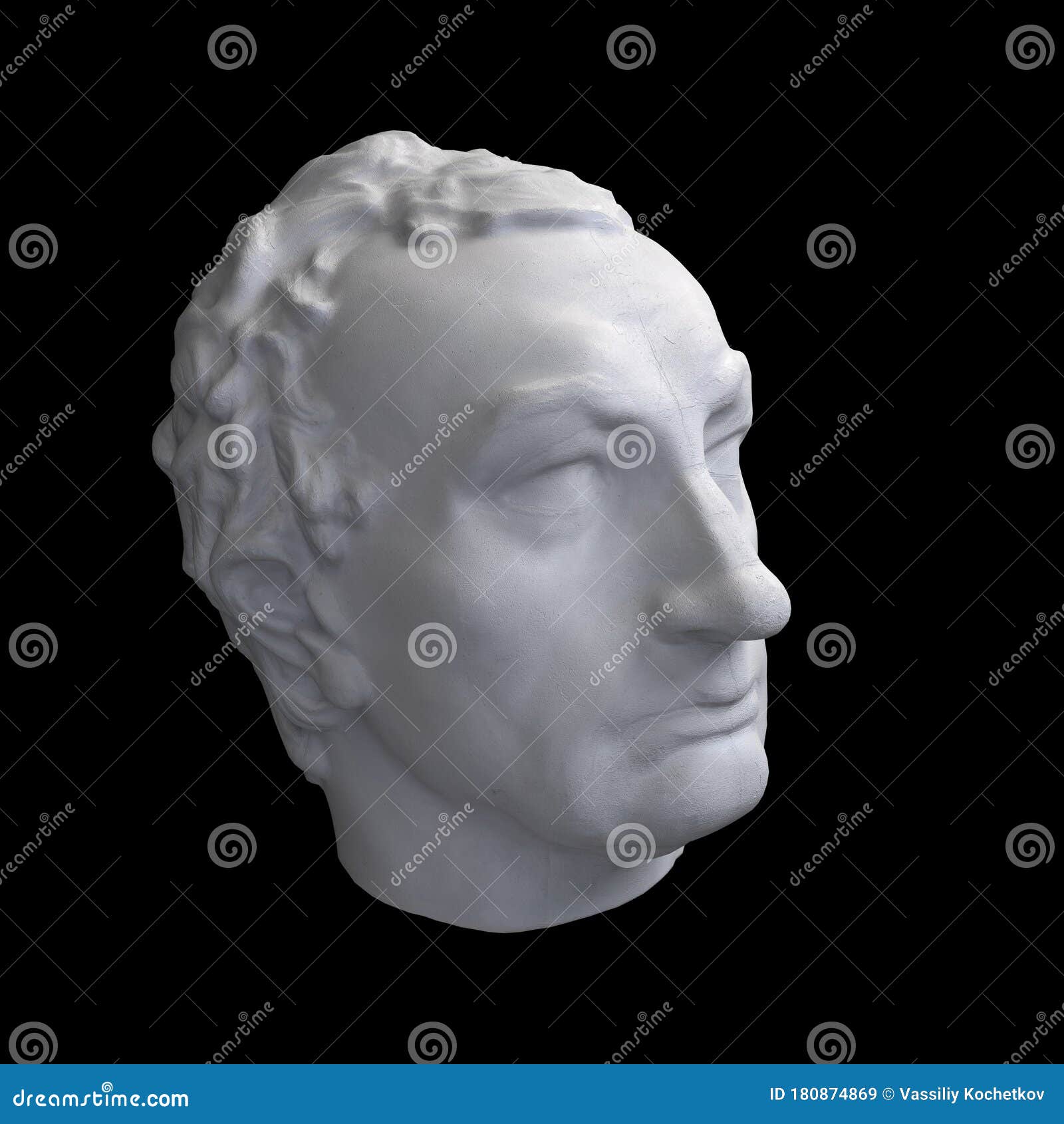 Monochrome 3D Rendering Illustration of Head Bust Classical Sculpture ...