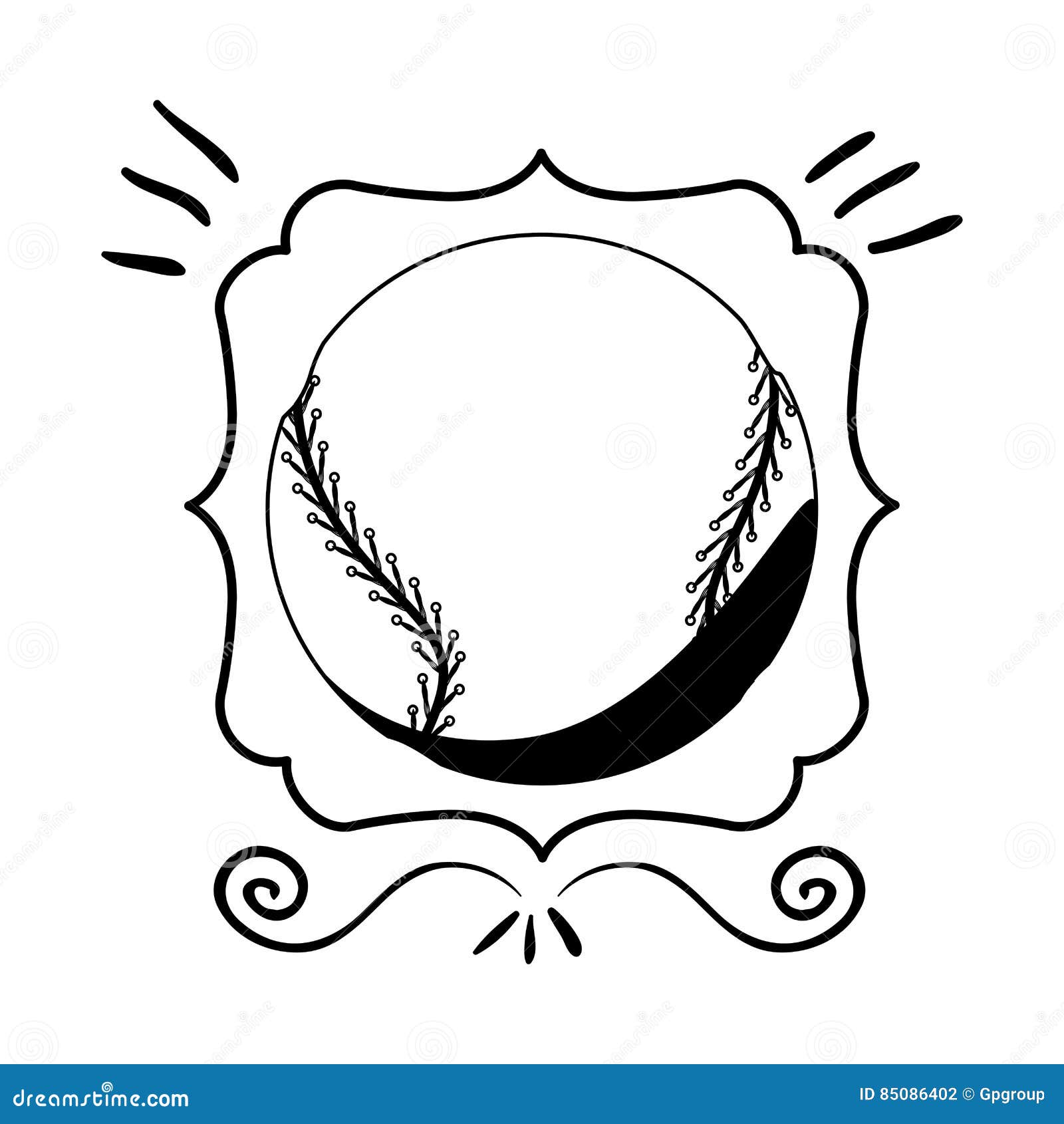Monochrome Decorative Frame with Baseball Ball Stock Vector ...