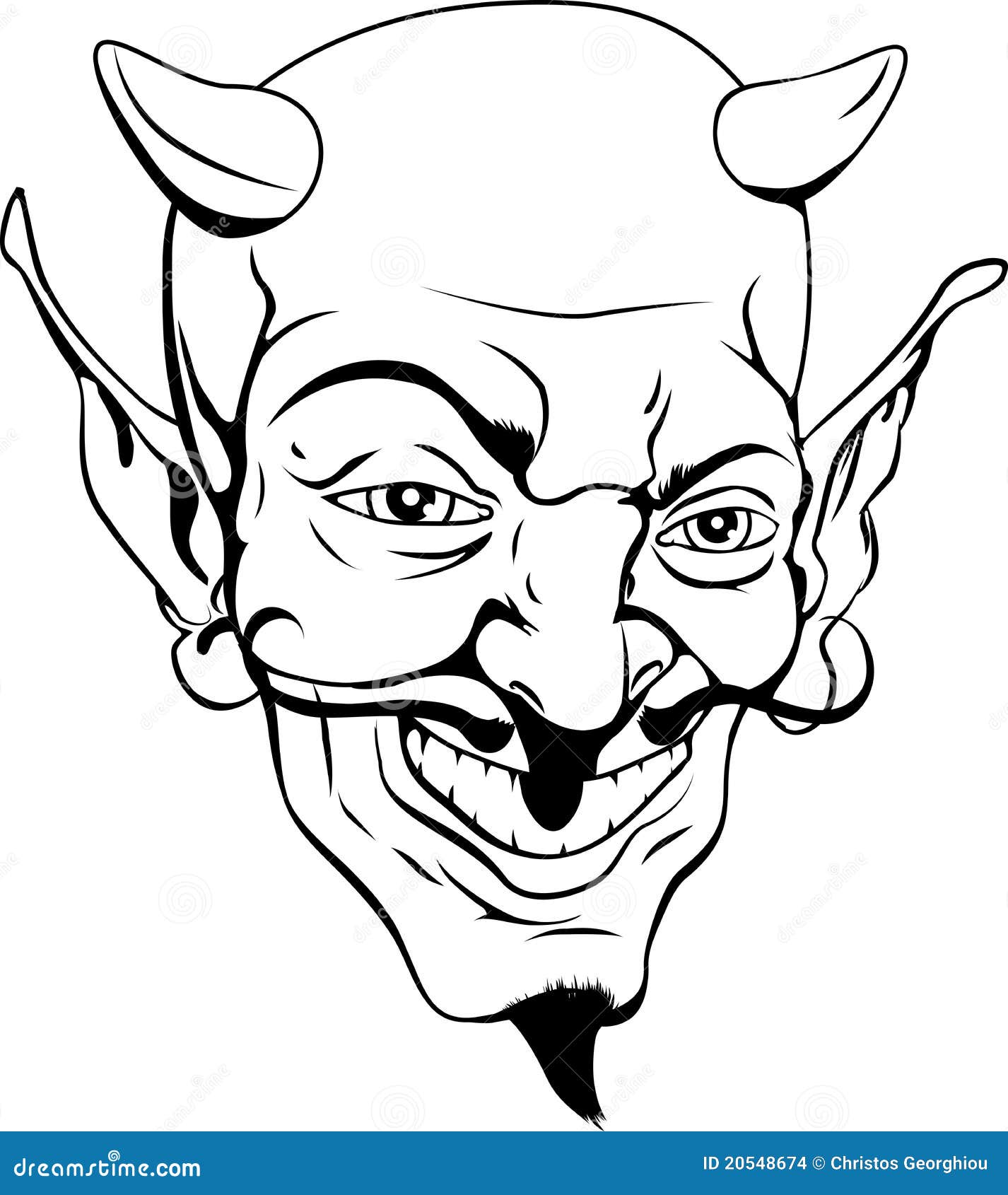 Devil Face Emoticon Outline Icon Vector Illustration | CartoonDealer ...