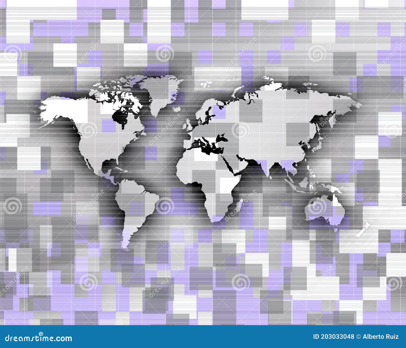 MONOCHROME DIGITAL MAP of the WORLD with PIXELS Stock Illustration ...