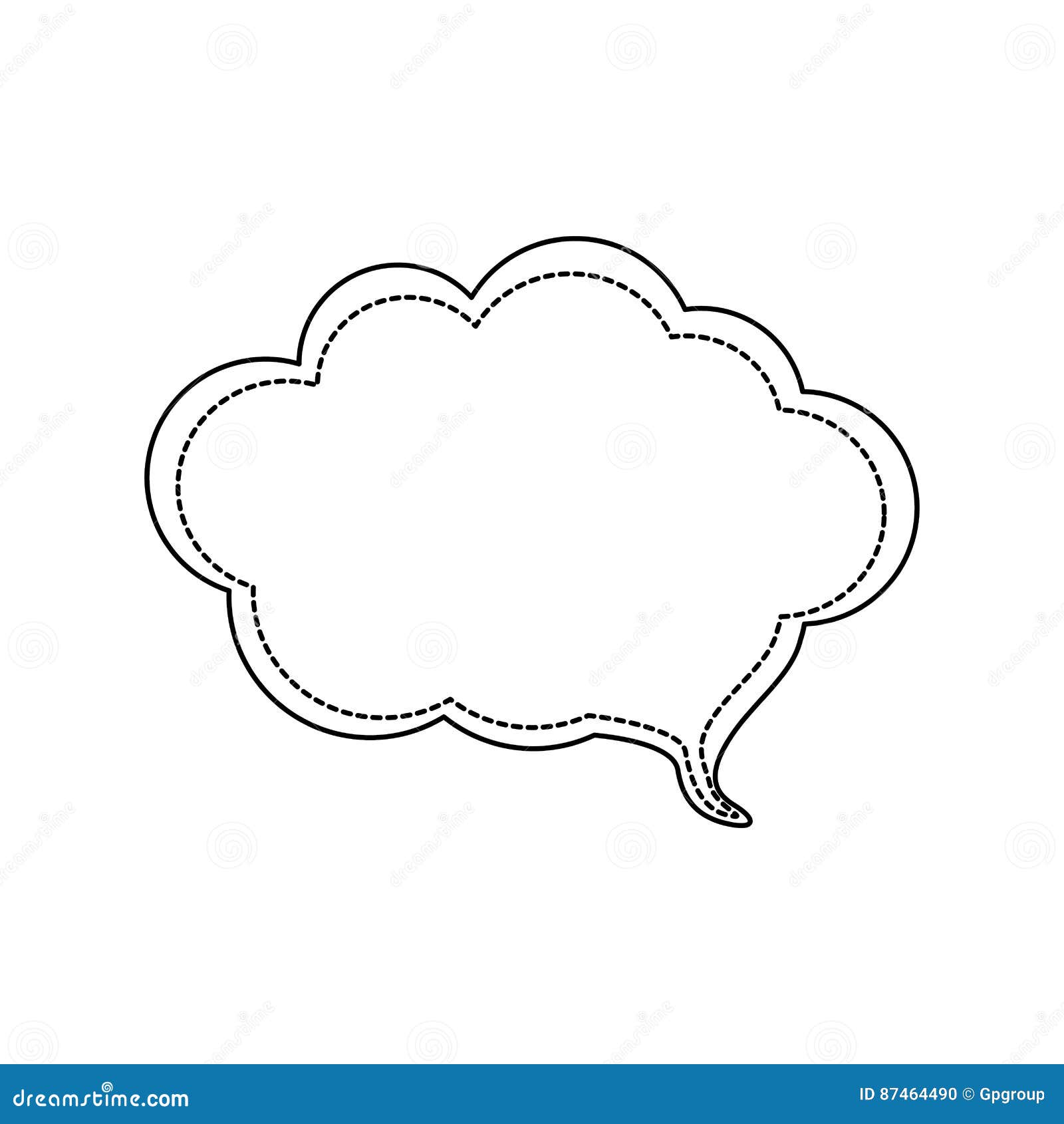 Monochrome Dotted Line with Callout for Dialogue Shaped Cloud with ...