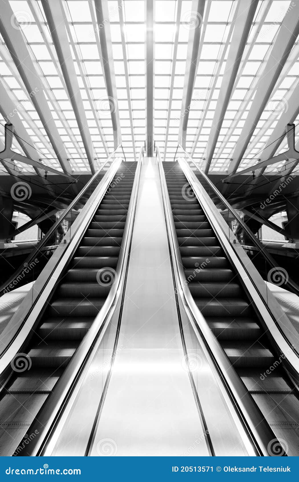 Monochrome Escalator in Futuristic Interior Stock Image - Image of ...
