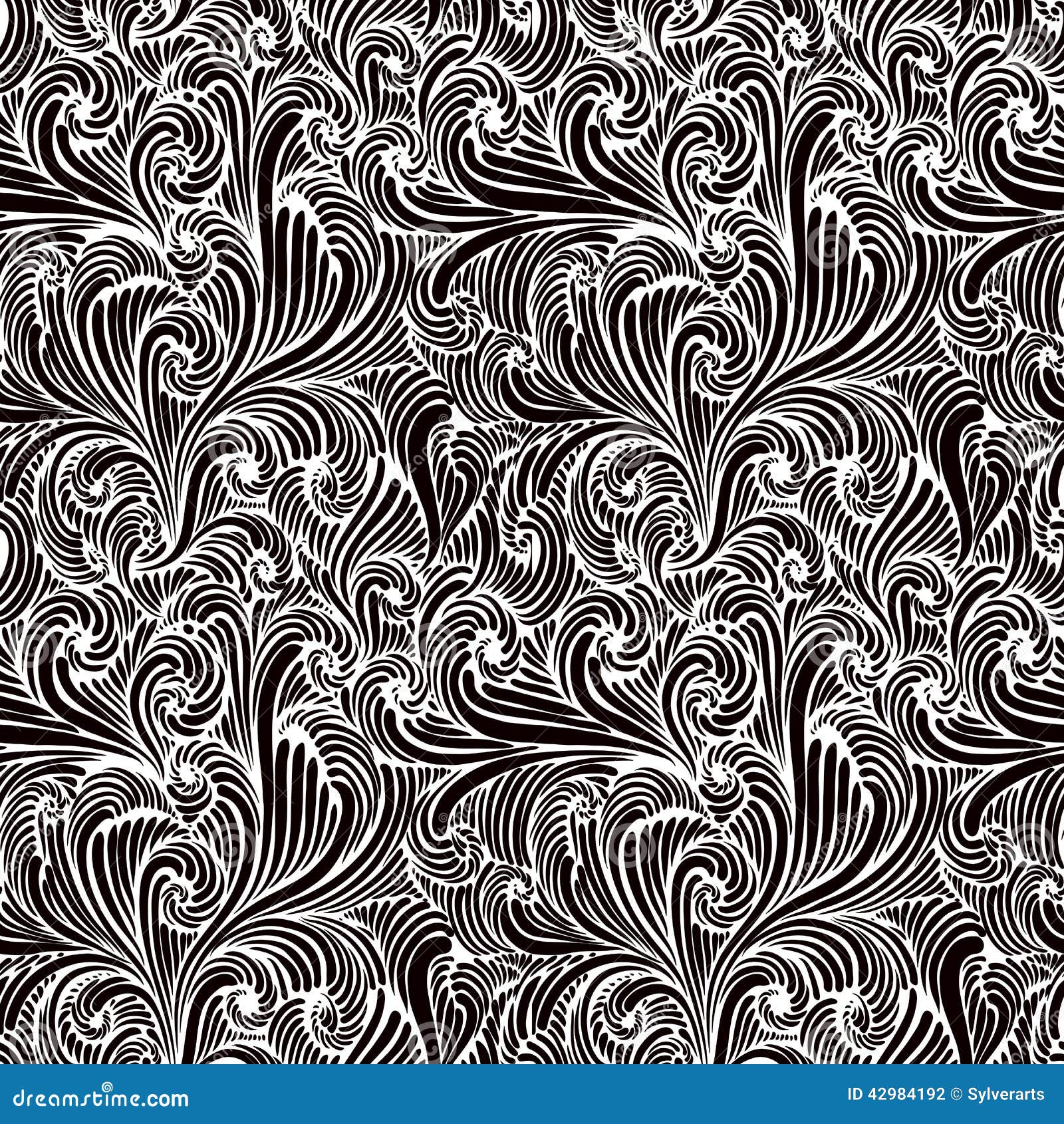 Monochrome Floral Seamless Pattern. Stock Vector - Illustration of ...