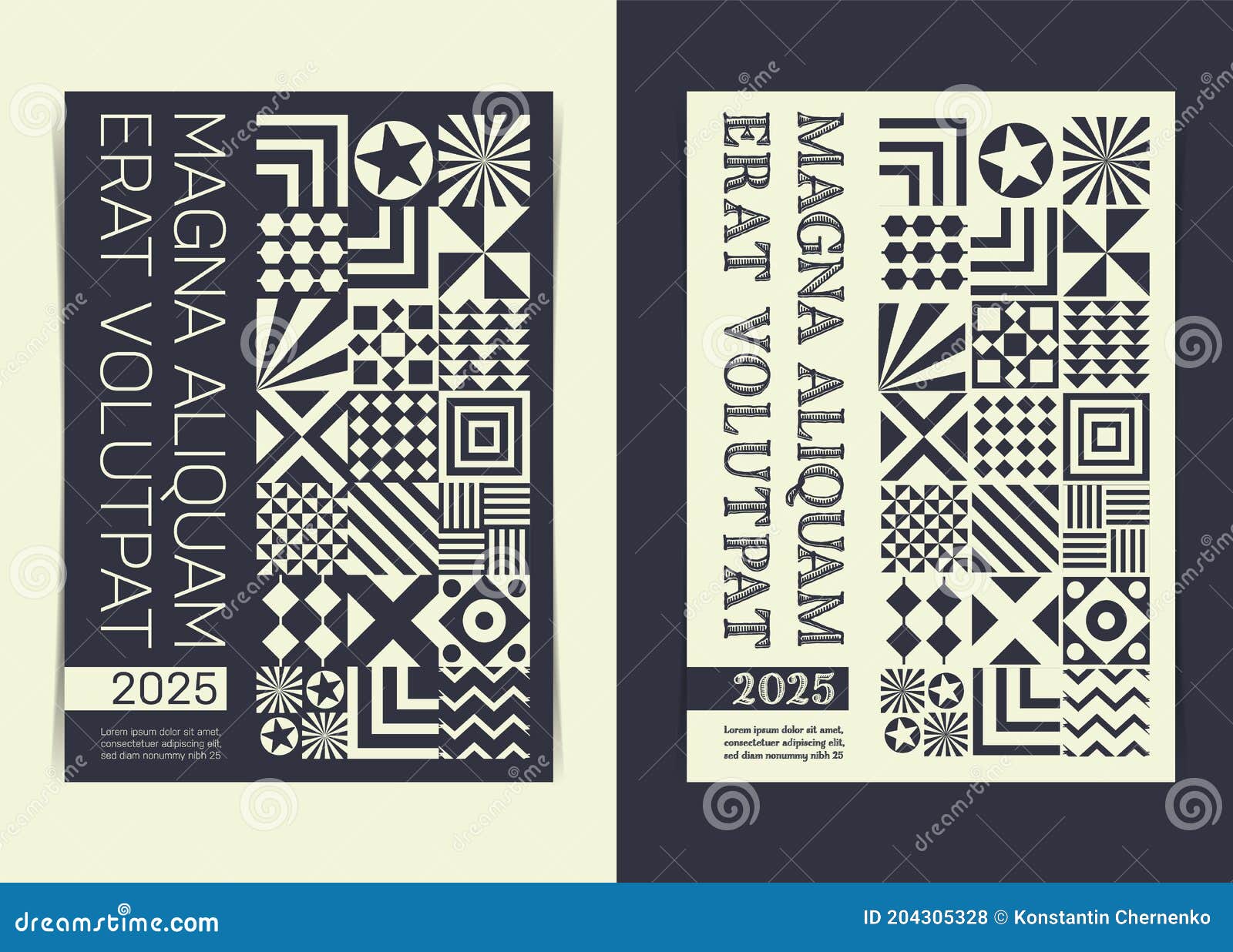 Monochrome Flyer Design Template with Abstract Geometric Patterns ...
