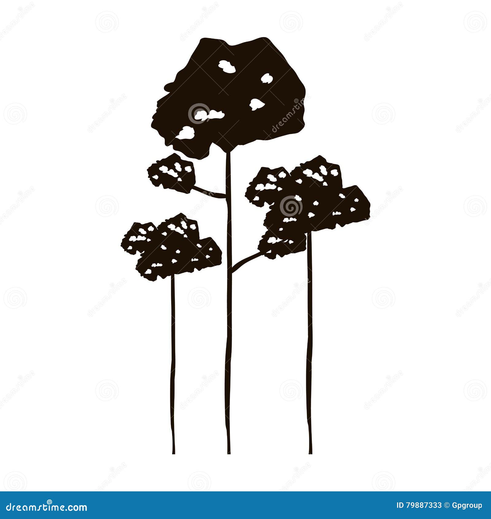 Monochrome Forest with Leafy Trees Stock Vector - Illustration of ...