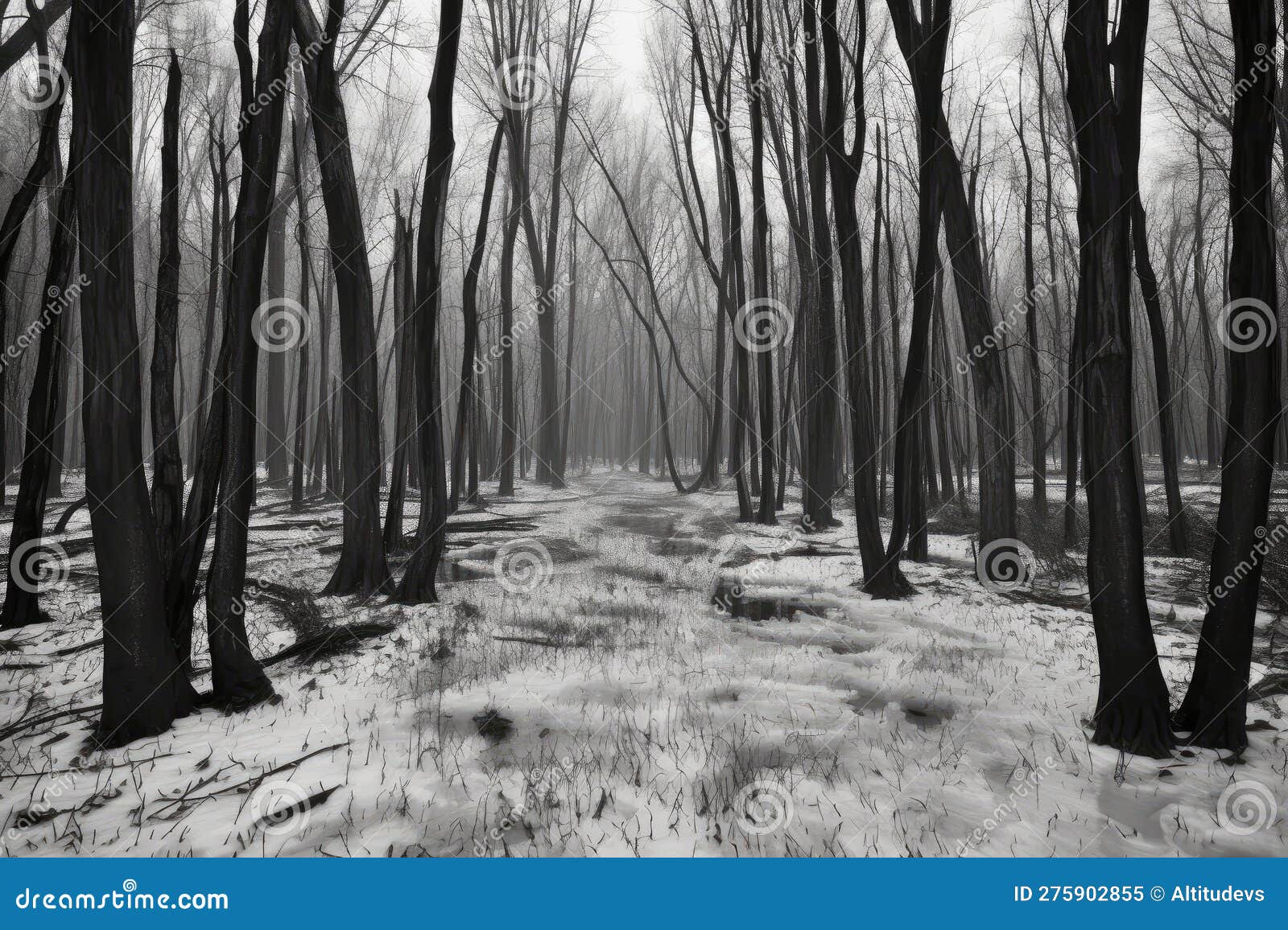 Monochrome Forest Tree Bordure, Edging Of Woodland Trim For Botanical ...