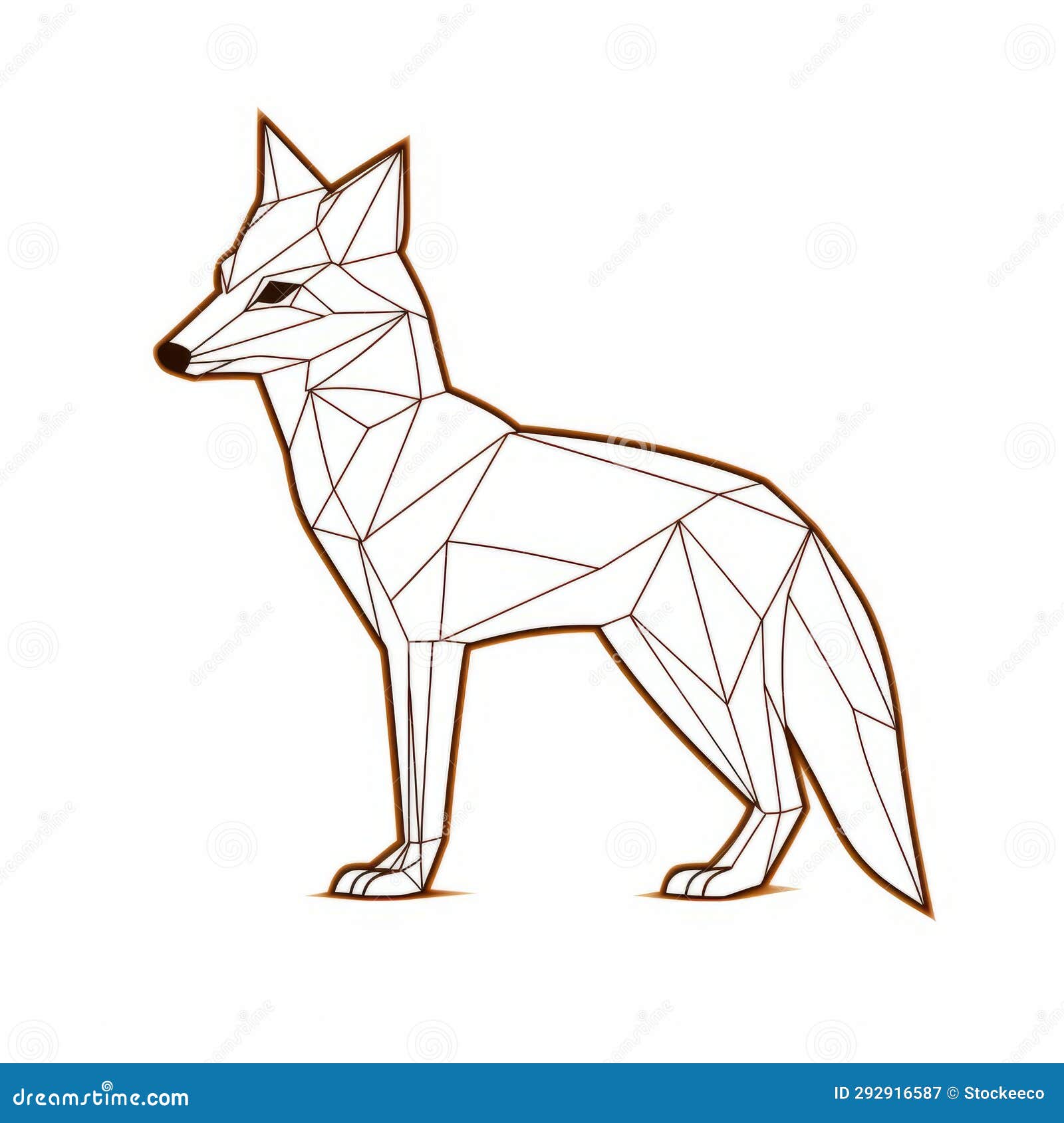 Monochrome Fox in Low Polygraphy: Contour Line Style Illustration Stock ...